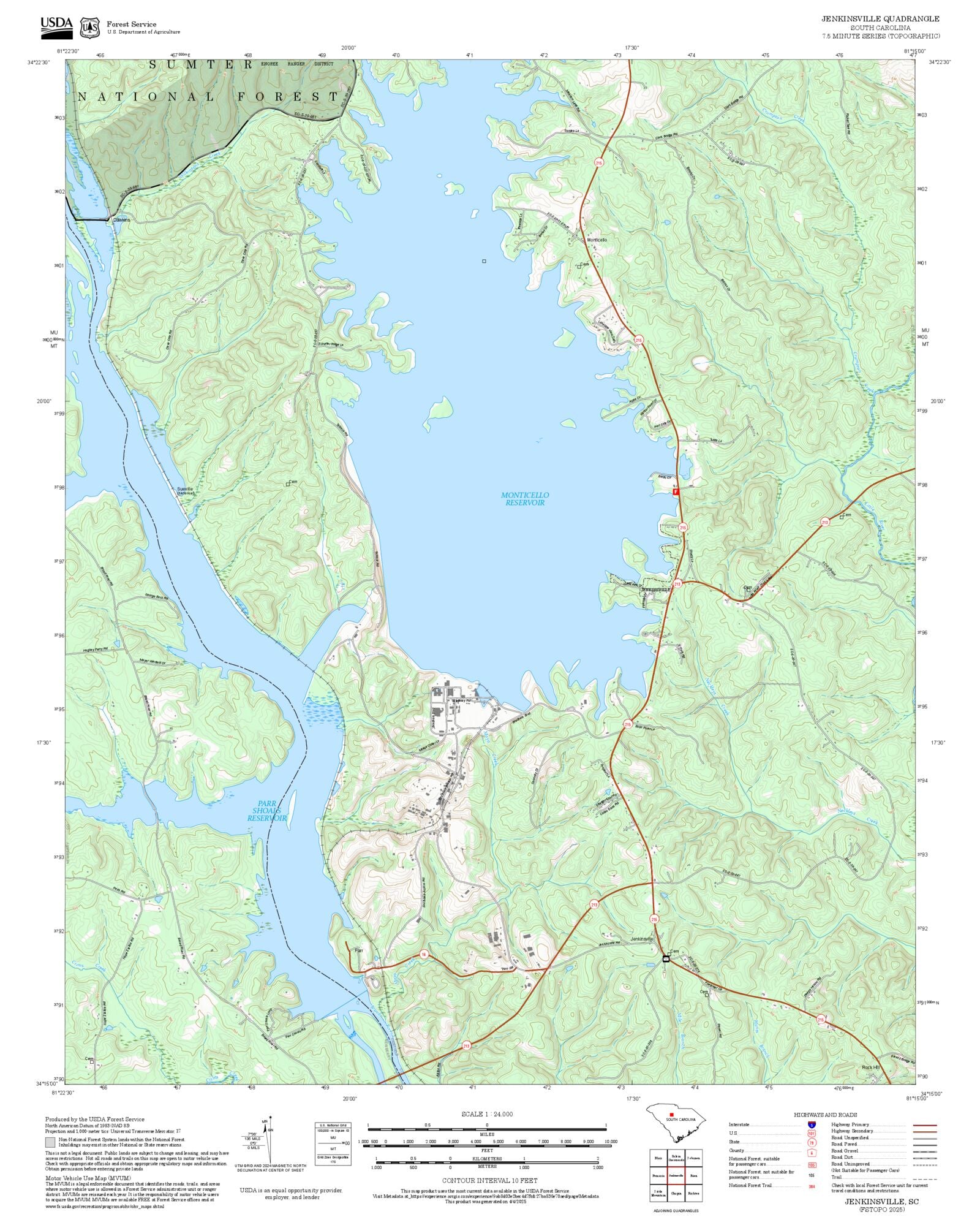 2025 Forest Service Topo Map of Jenkinsville South Carolina – MyTopo ...