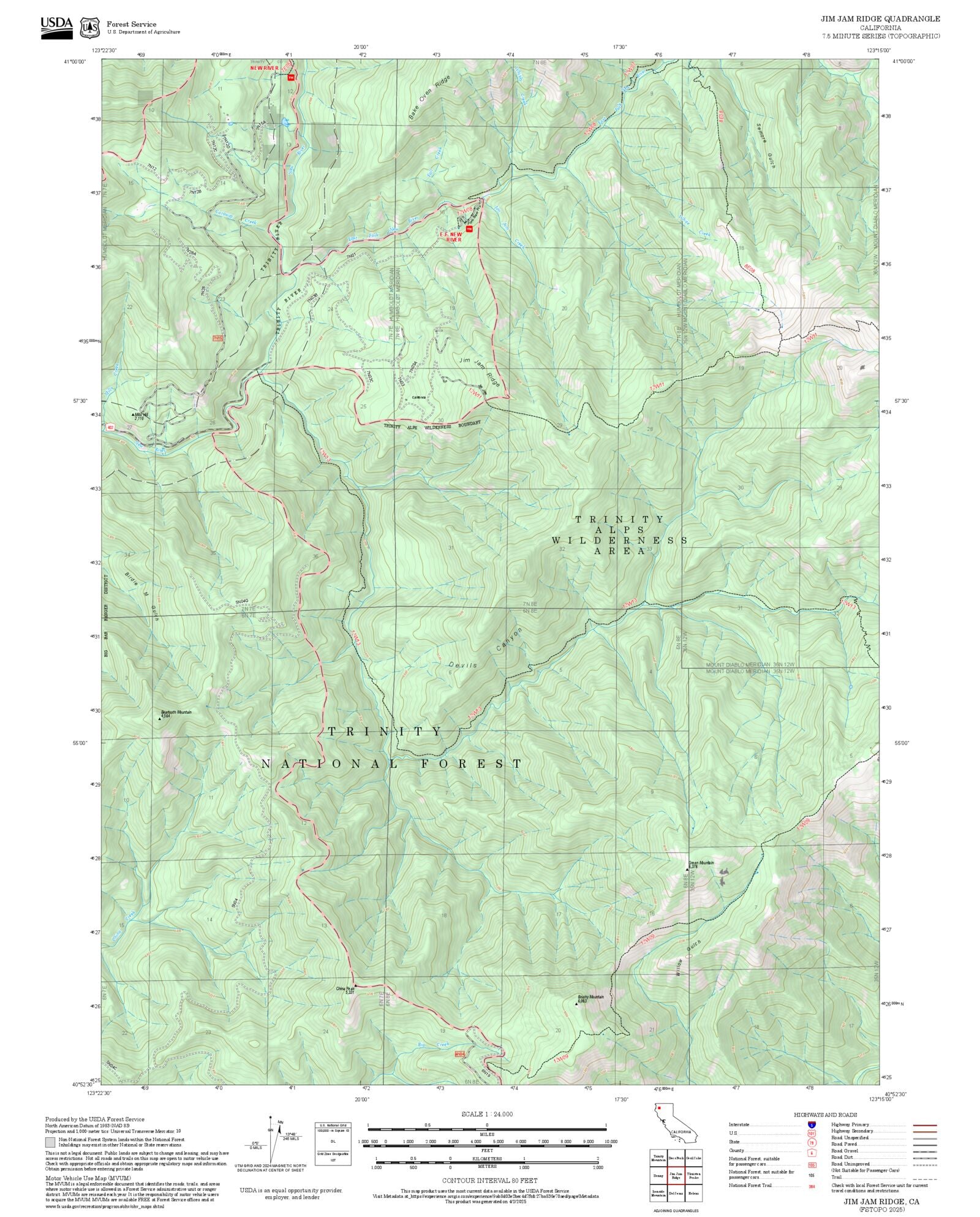 2025 Forest Service Topo Map of Jim Jam Ridge California – MyTopo Map Store