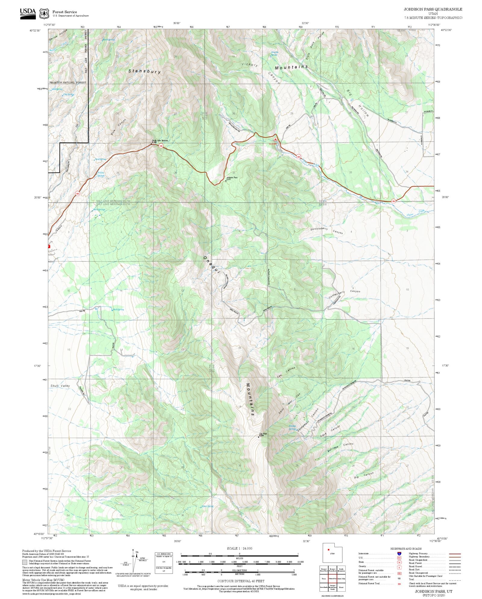 2025 Forest Service Topo Map of Johnson Pass Utah – MyTopo Map Store