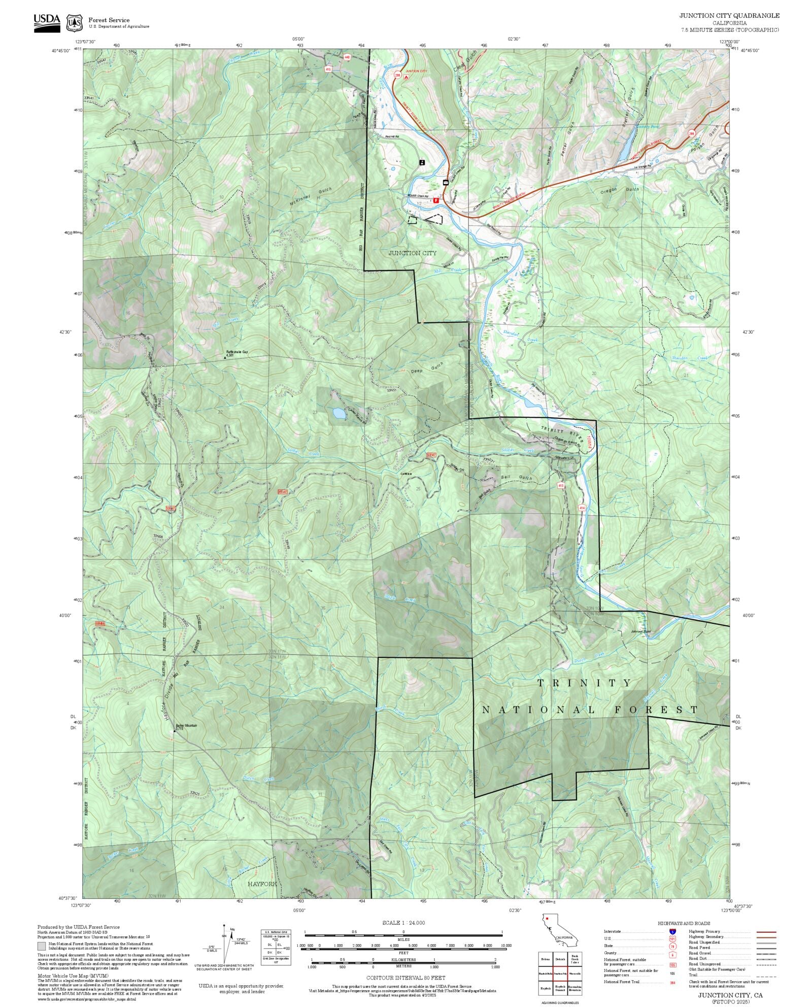 2025 Forest Service Topo Map of Junction City California – MyTopo Map Store