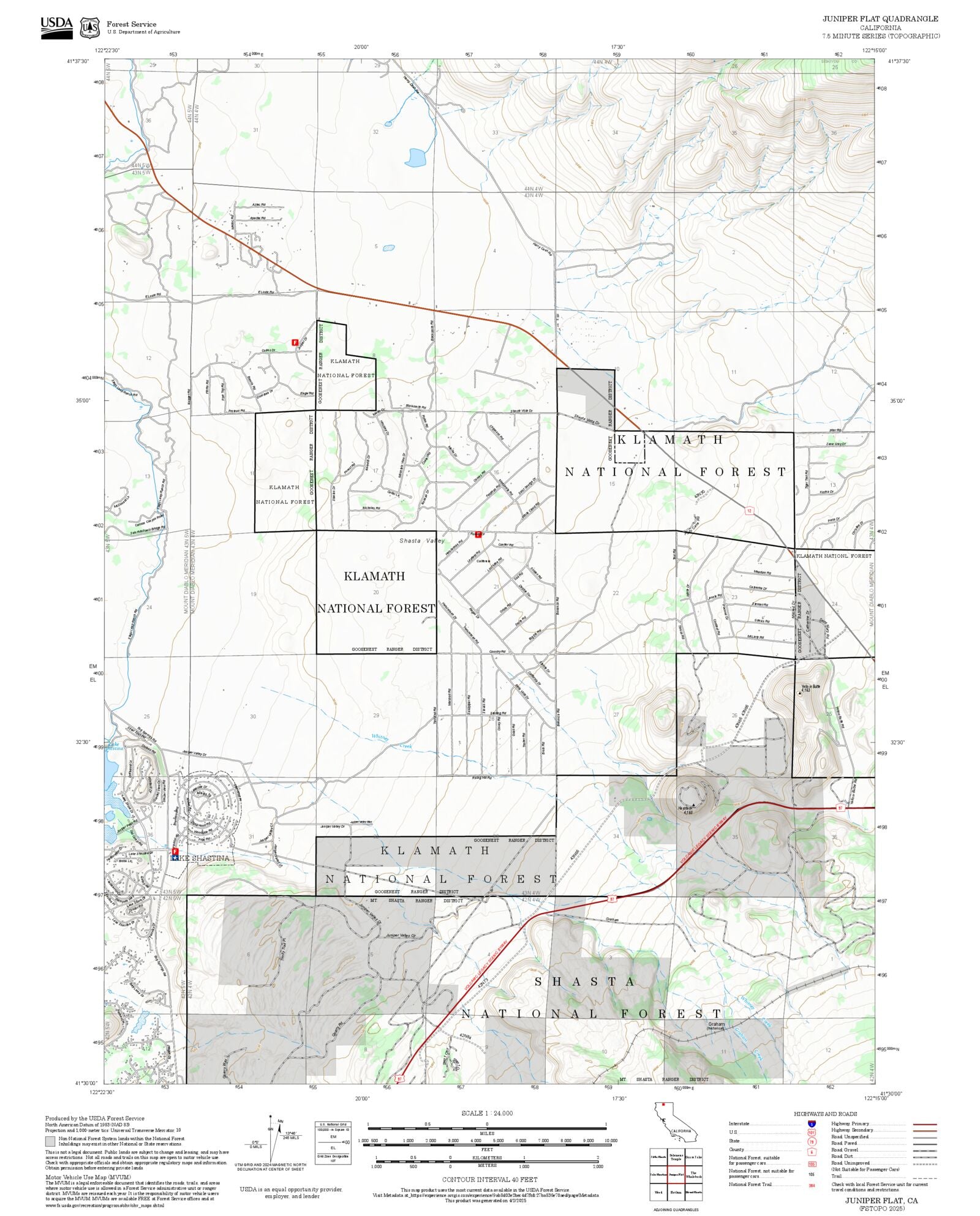 2025 Forest Service Topo Map of Juniper Flat California – MyTopo Map Store