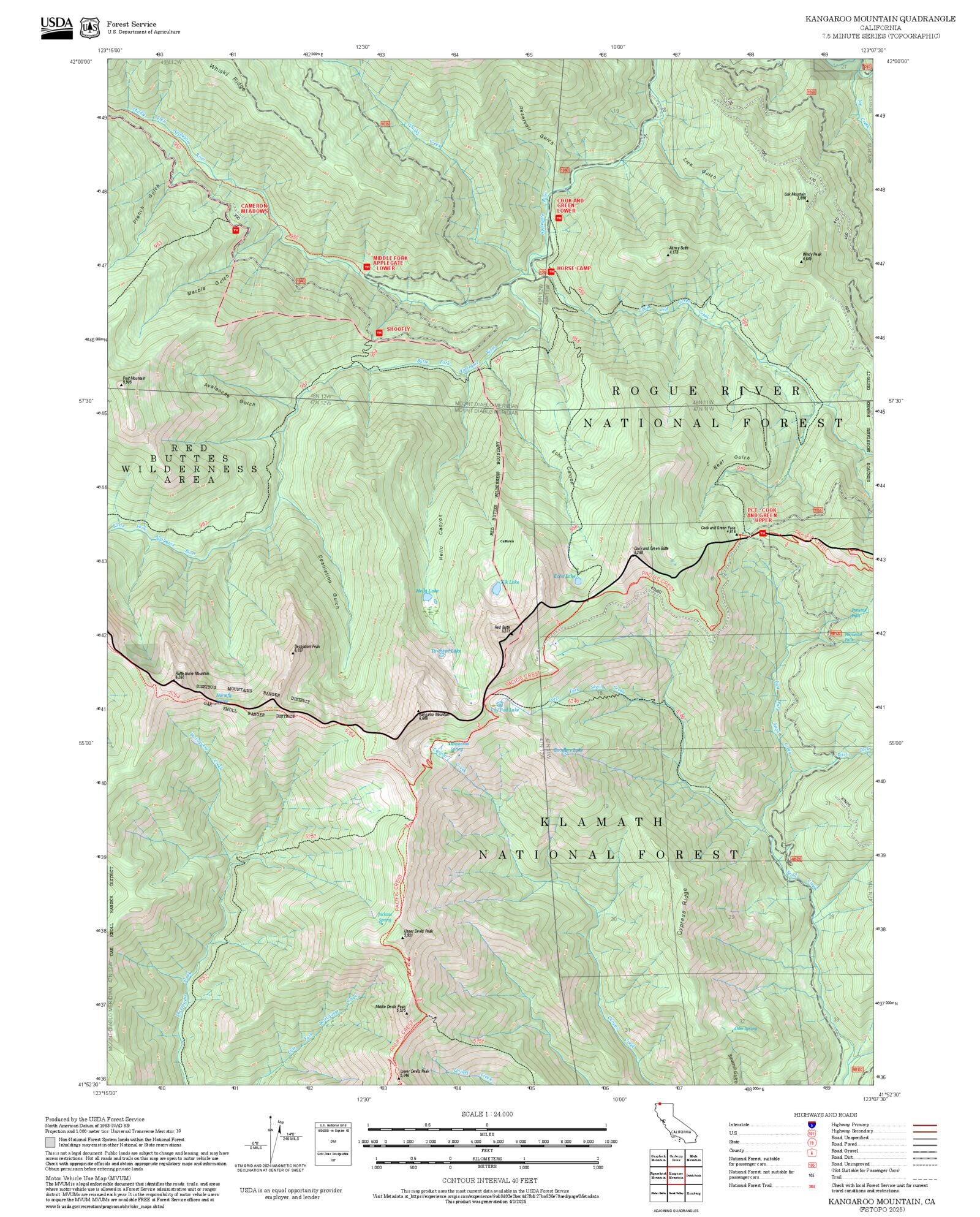 2025 Forest Service Topo Map of Kangaroo Mountain California – MyTopo ...
