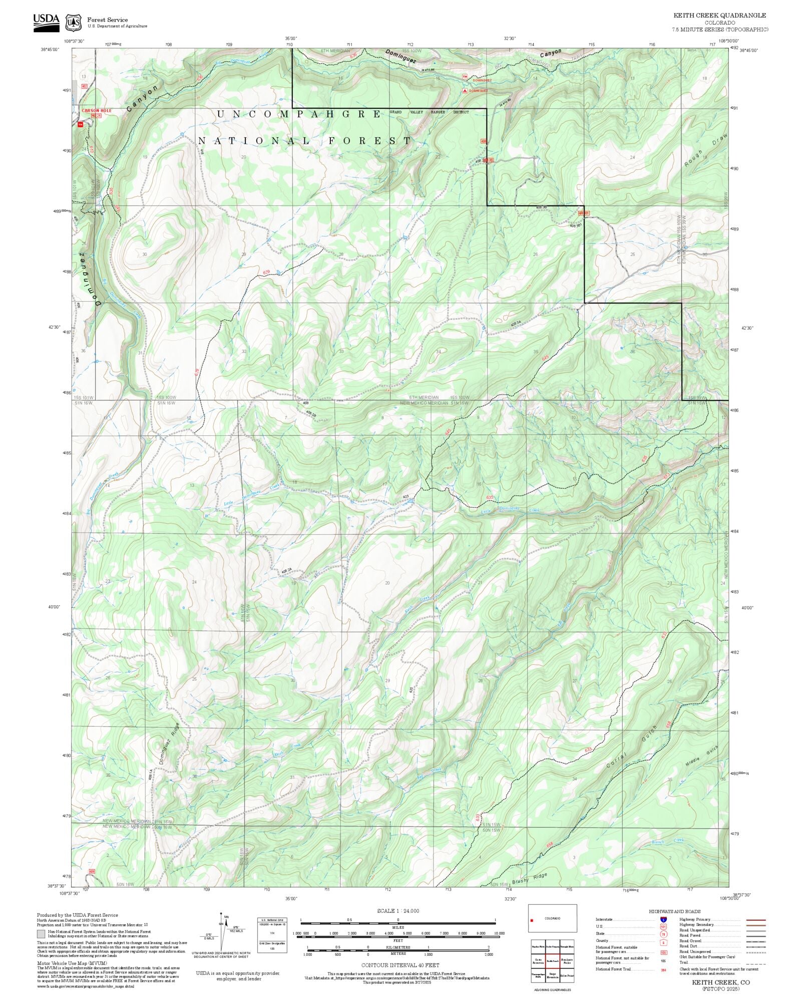 2025 Forest Service Topo Map of Keith Creek Colorado – MyTopo Map Store