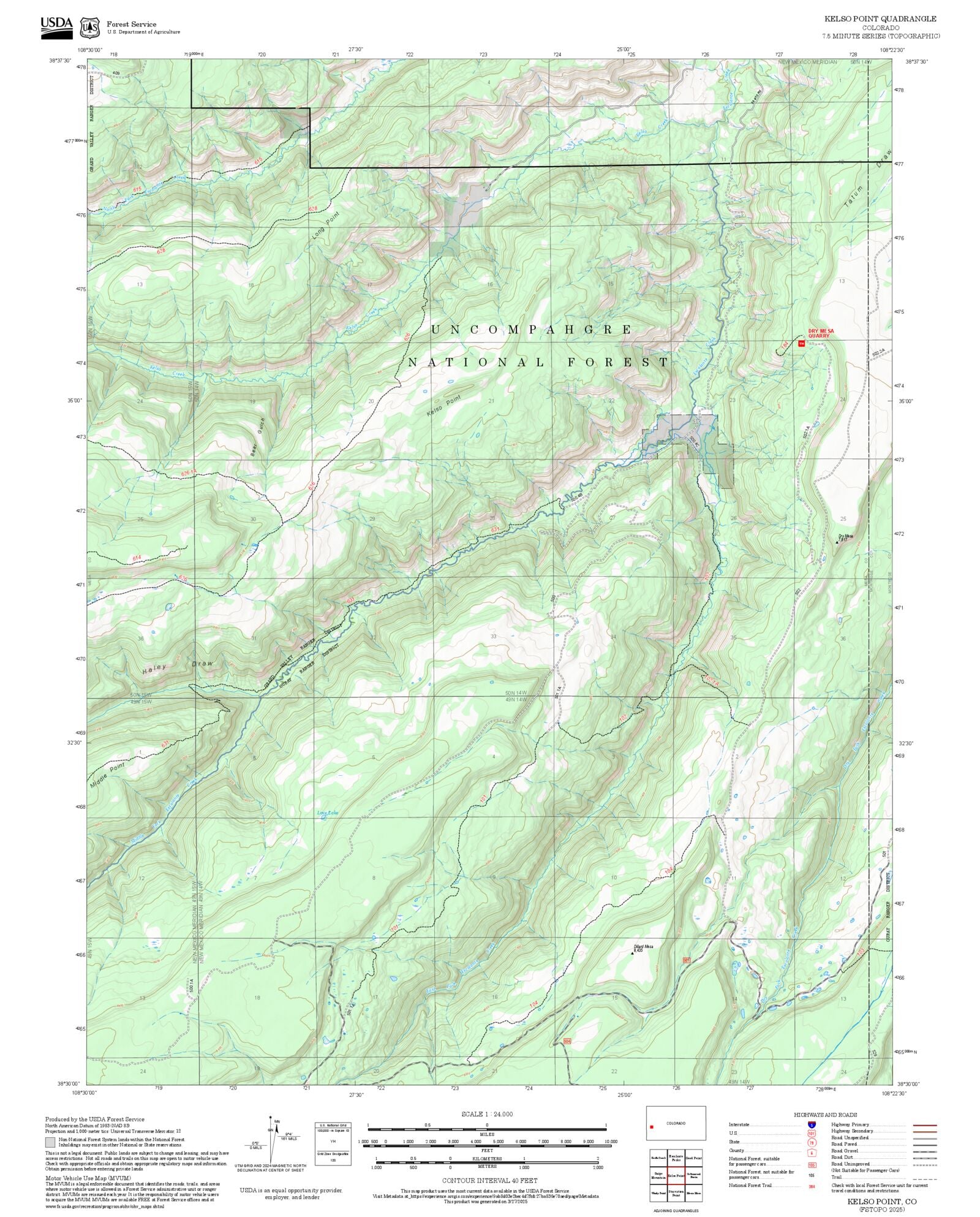 2025 Forest Service Topo Map of Kelso Point Colorado – MyTopo Map Store