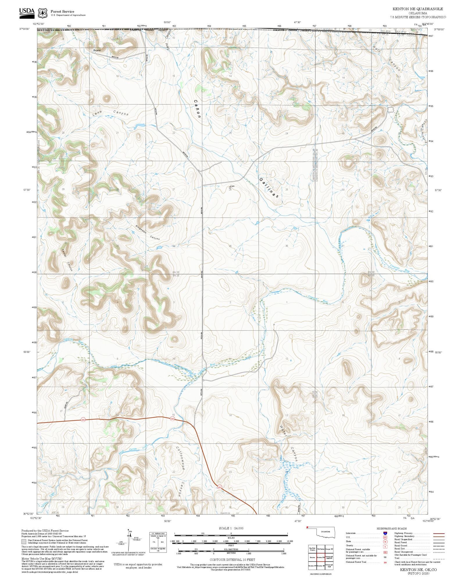 2025 Forest Service Topo Map of Kenton NE Oklahoma – MyTopo Map Store