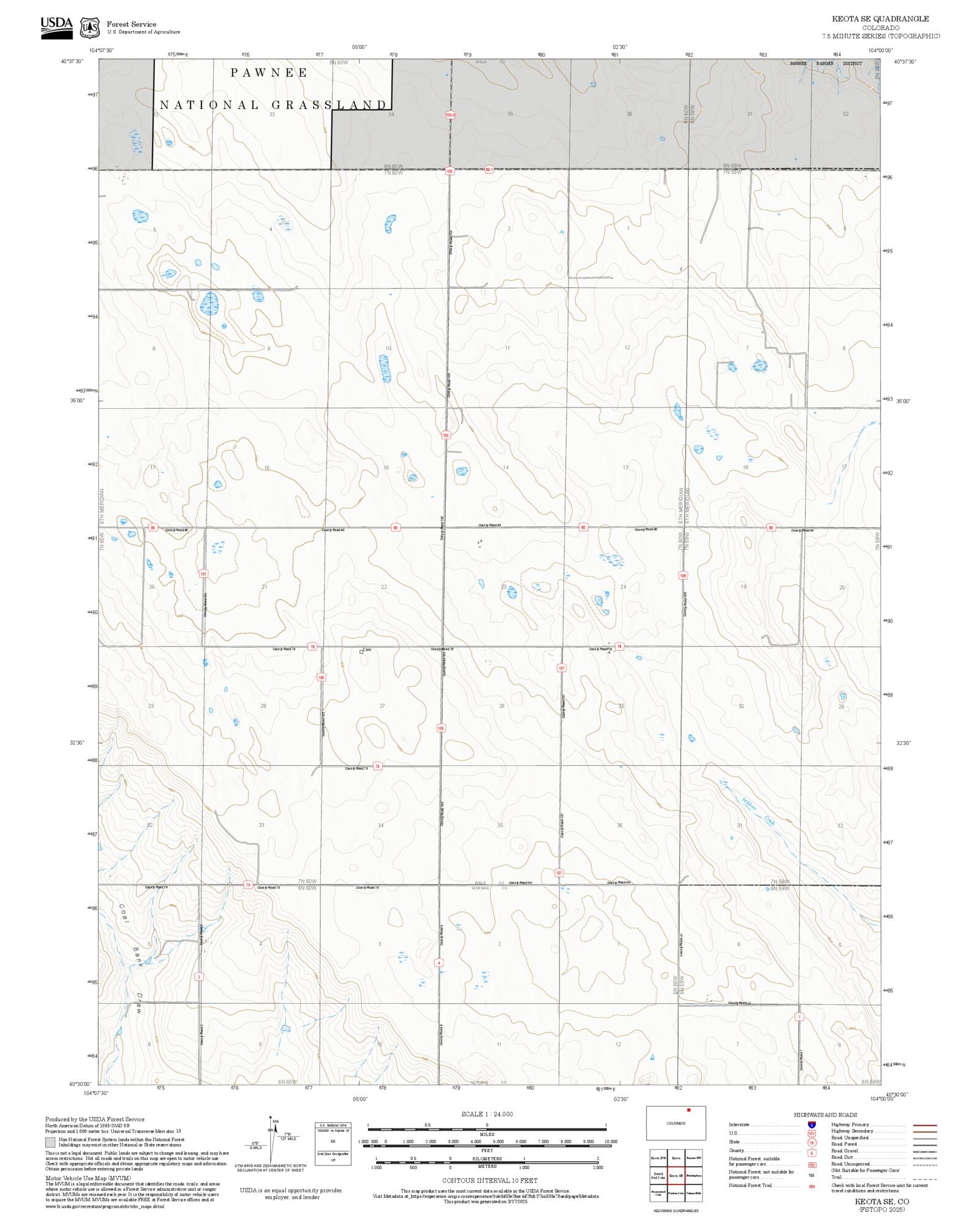 2025 Forest Service Topo Map of Keota SE Colorado – MyTopo Map Store
