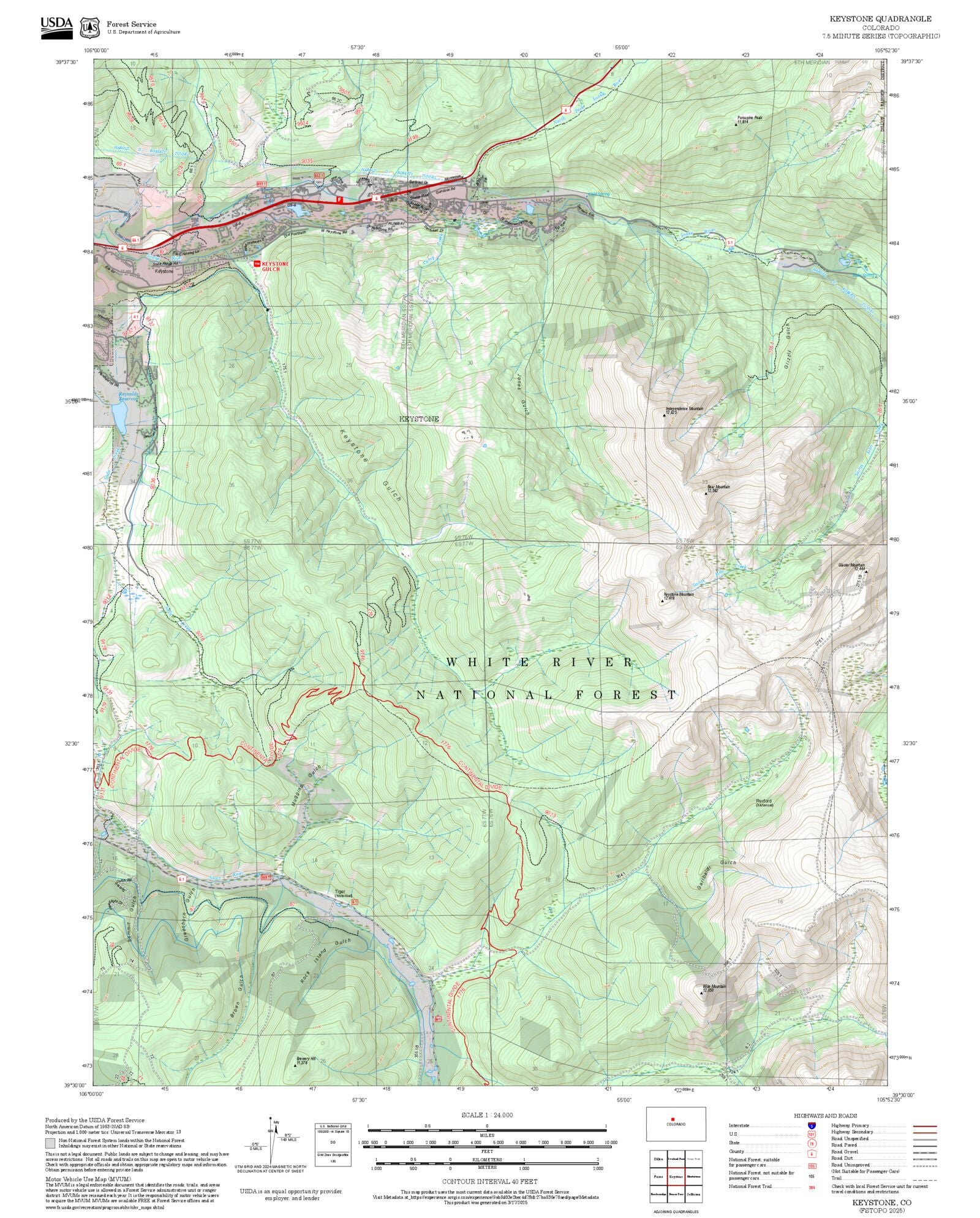 2025 Forest Service Topo Map of Keystone Colorado – MyTopo Map Store
