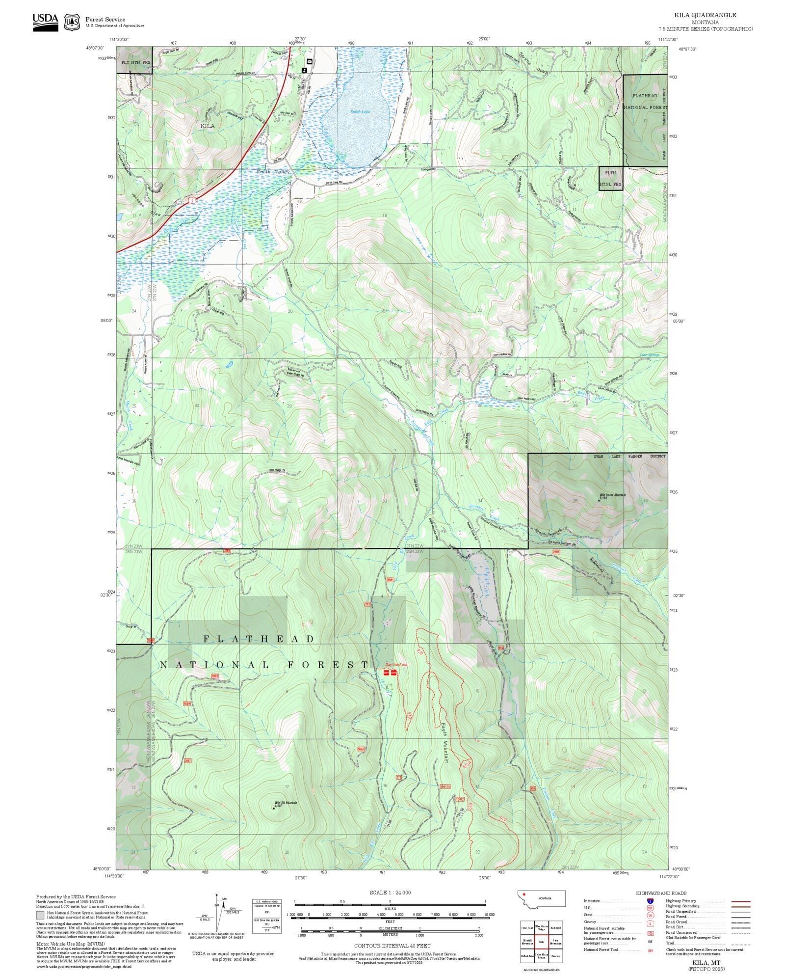 2025 Forest Service Topo Map of Kila Montana – MyTopo Map Store