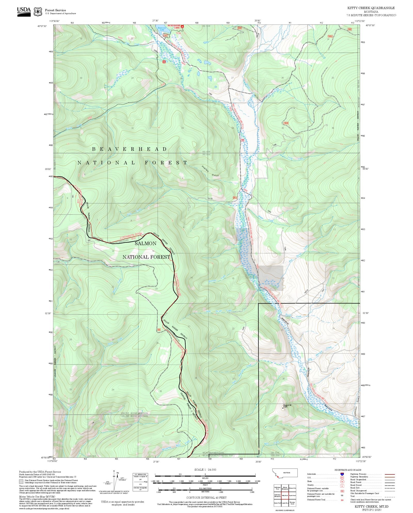 2025 Forest Service Topo Map of Kitty Creek Montana – MyTopo Map Store