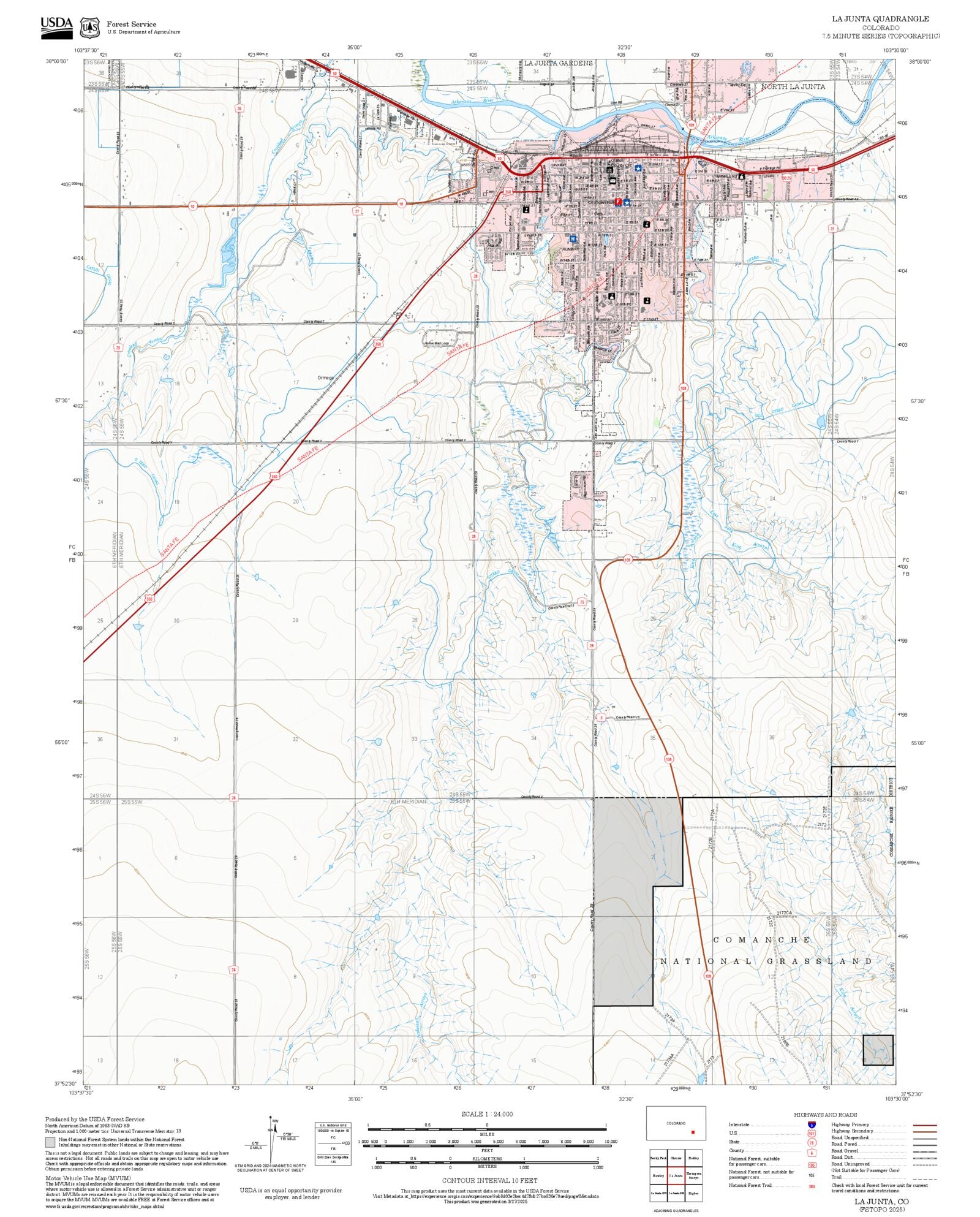 2025 Forest Service Topo Map of La Junta Colorado – MyTopo Map Store