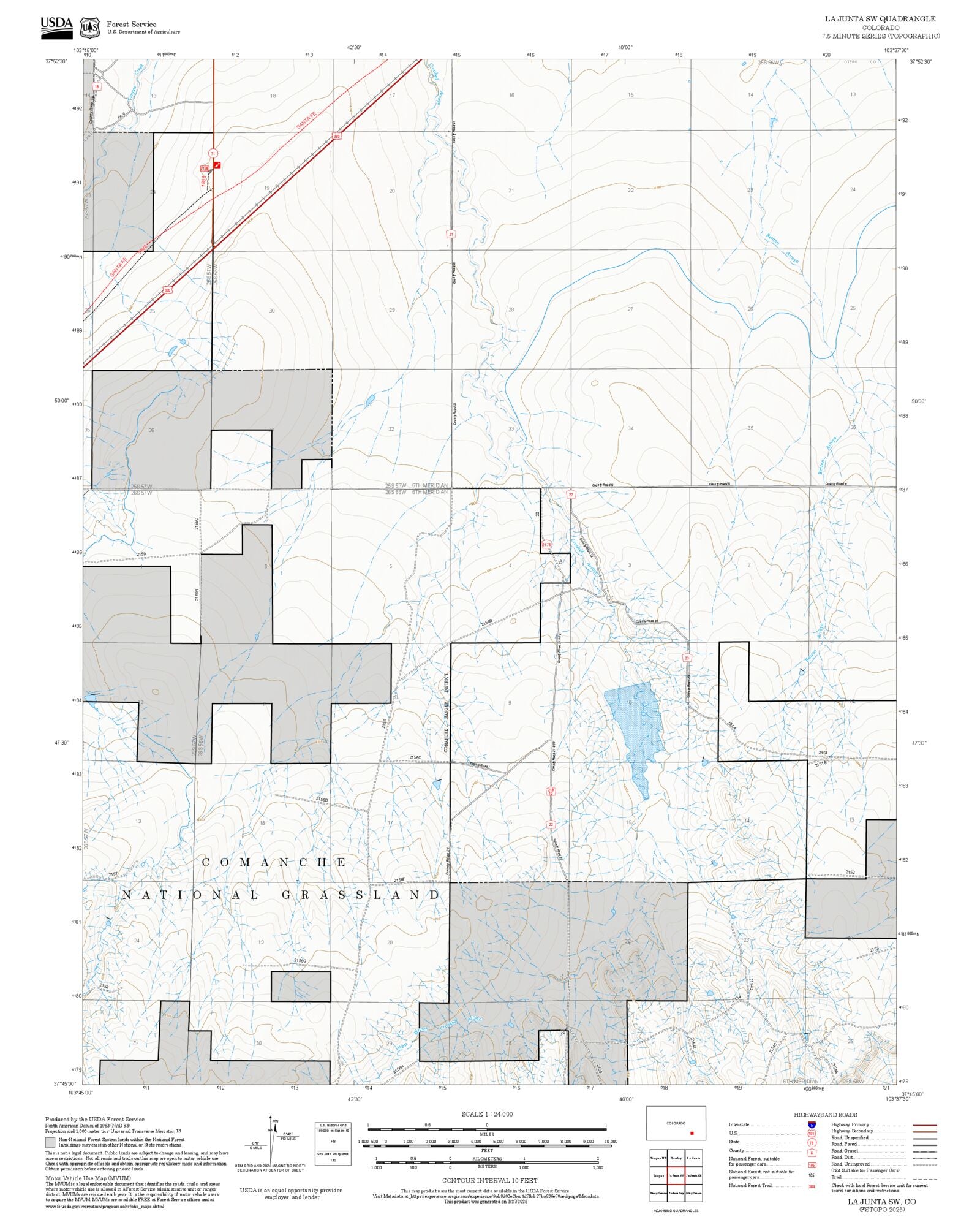 2025 Forest Service Topo Map of La Junta SW Colorado – MyTopo Map Store
