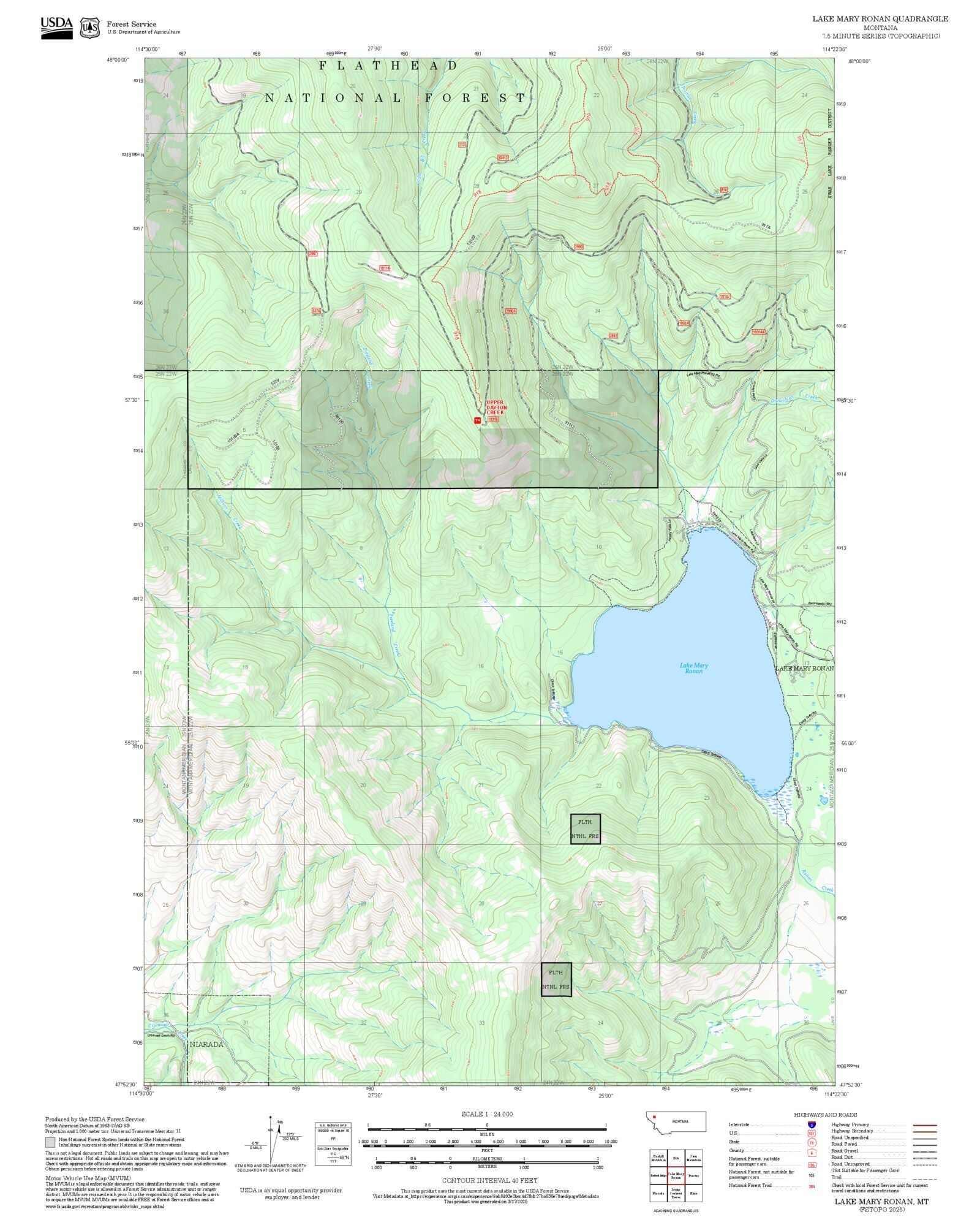 2025 Forest Service Topo Map of Lake Mary Ronan Montana – MyTopo Map Store