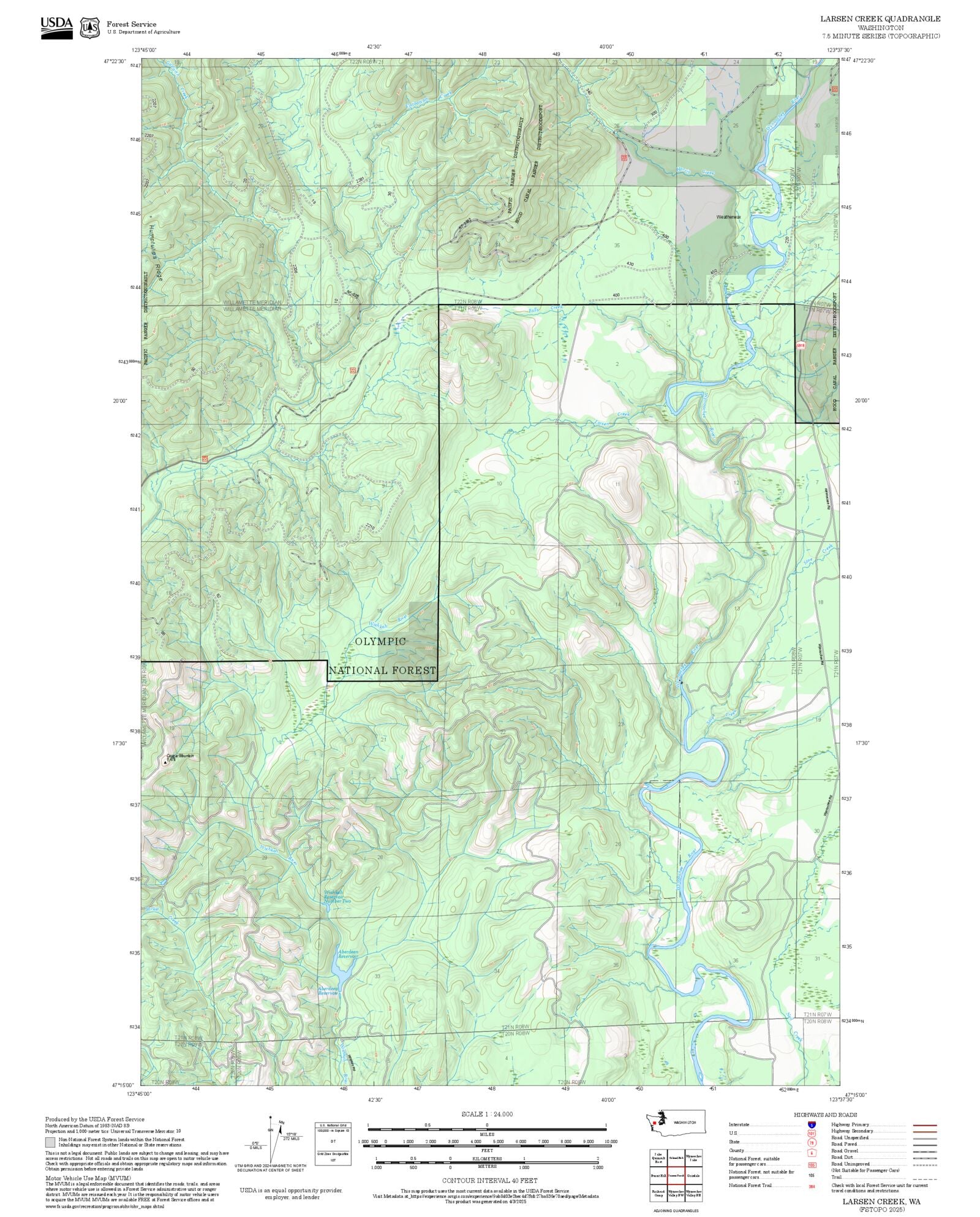 2025 Forest Service Topo Map of Larsen Creek Washington – MyTopo Map Store