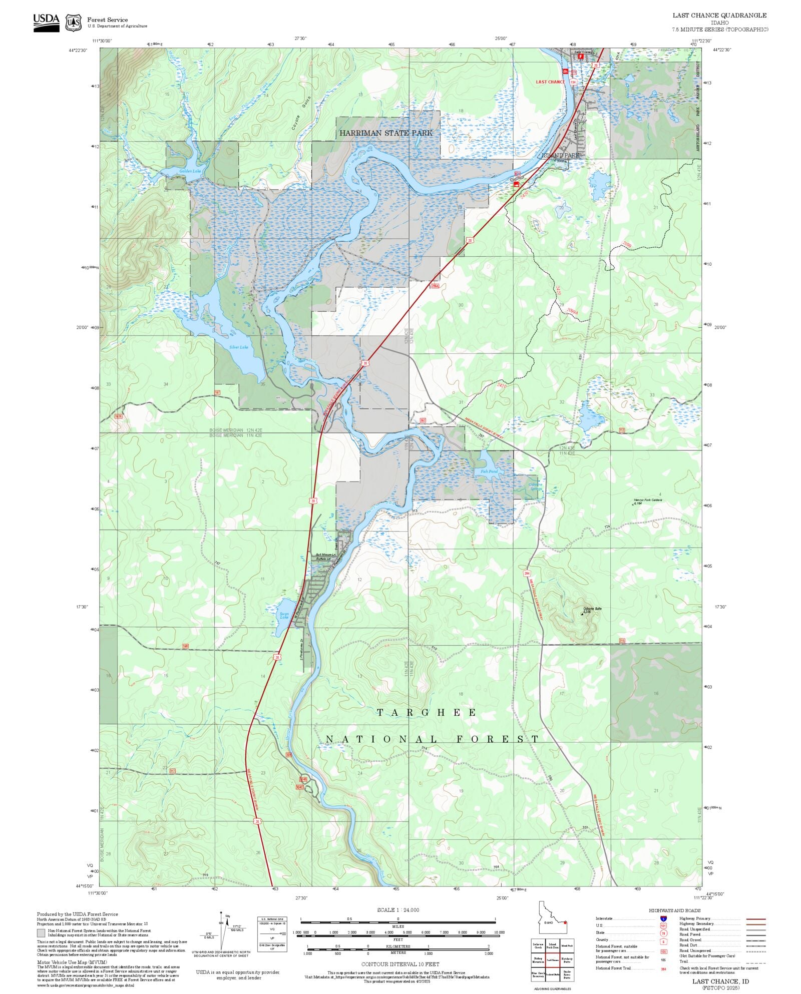2025 Forest Service Topo Map of Last Chance Idaho – MyTopo Map Store