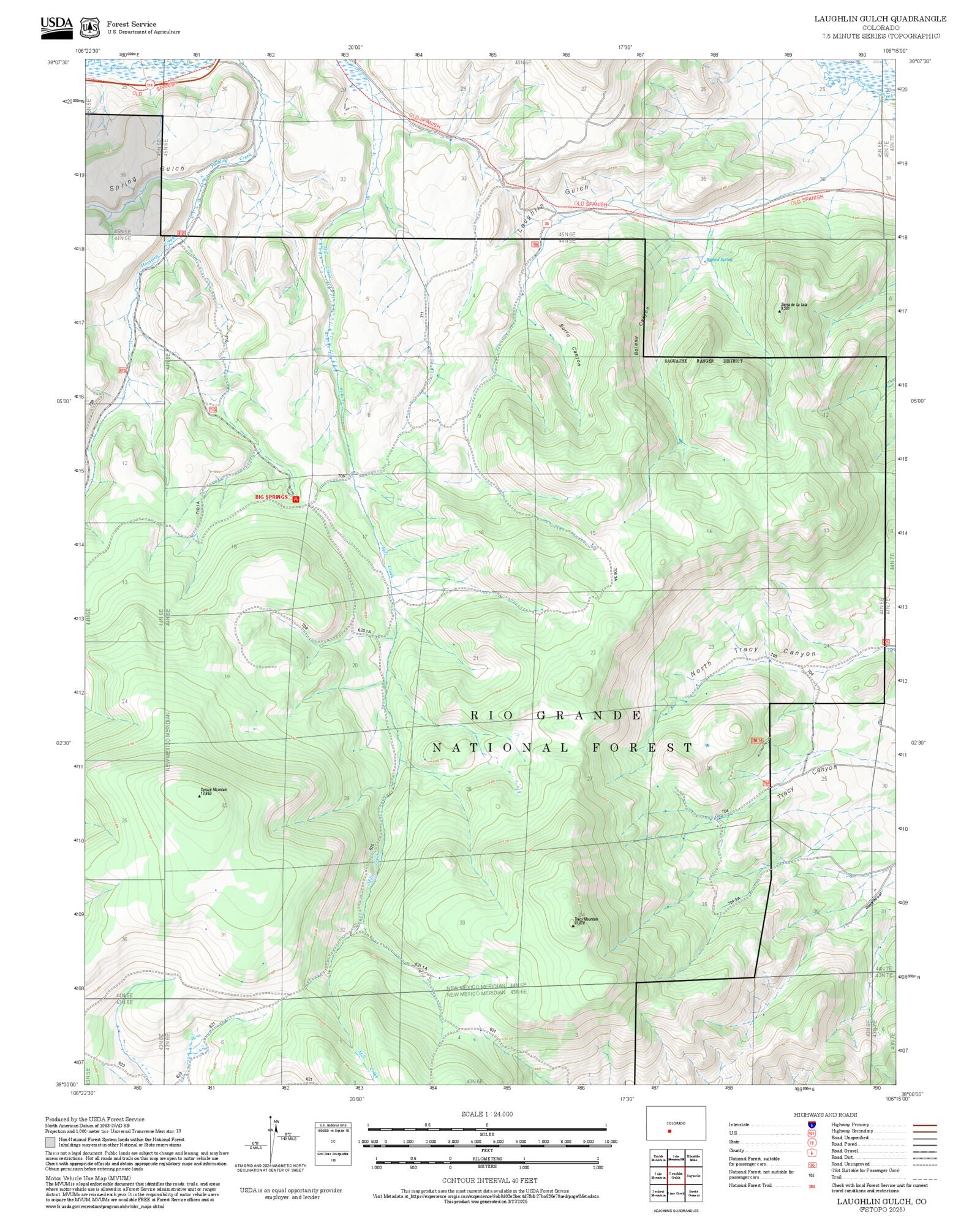 2025 Forest Service Topo Map of Laughlin Gulch Colorado – MyTopo Map Store