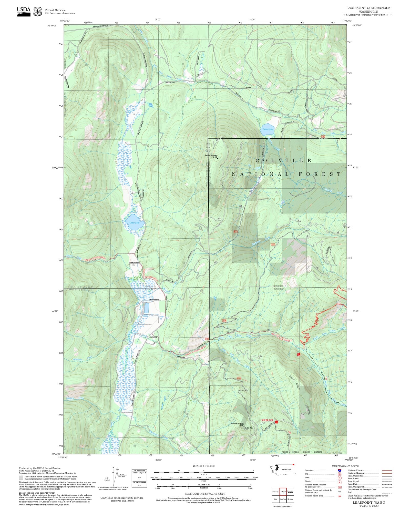 2025 Forest Service Topo Map of Leadpoint Washington – MyTopo Map Store