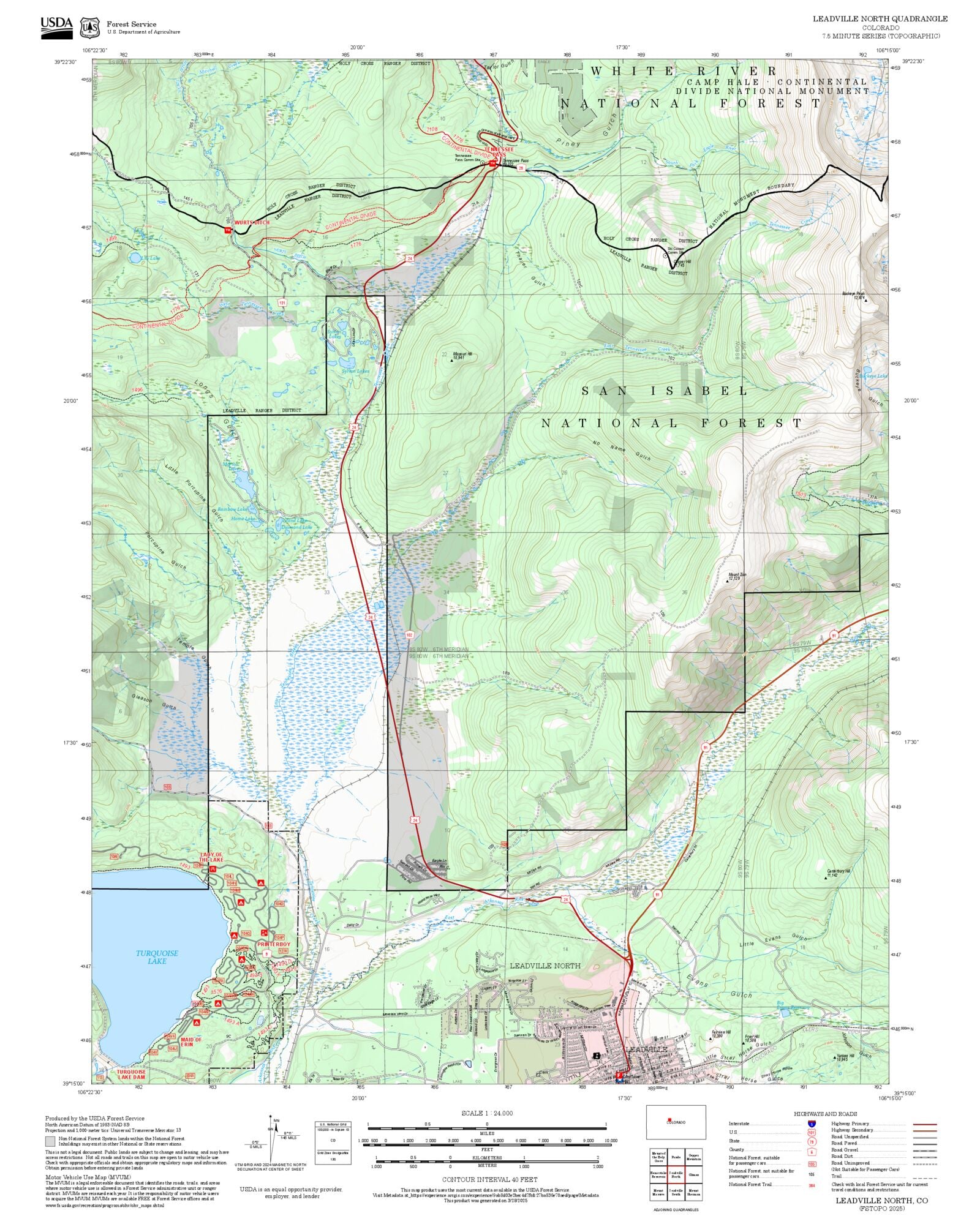 2025 Forest Service Topo Map of Leadville North Colorado – MyTopo Map Store