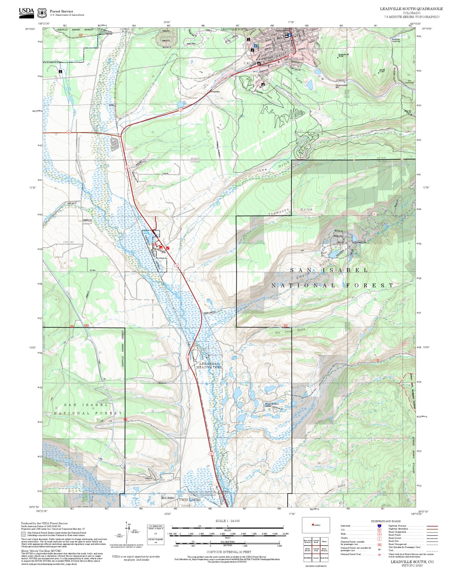 2025 Forest Service Topo Map of Leadville South Colorado – MyTopo Map Store