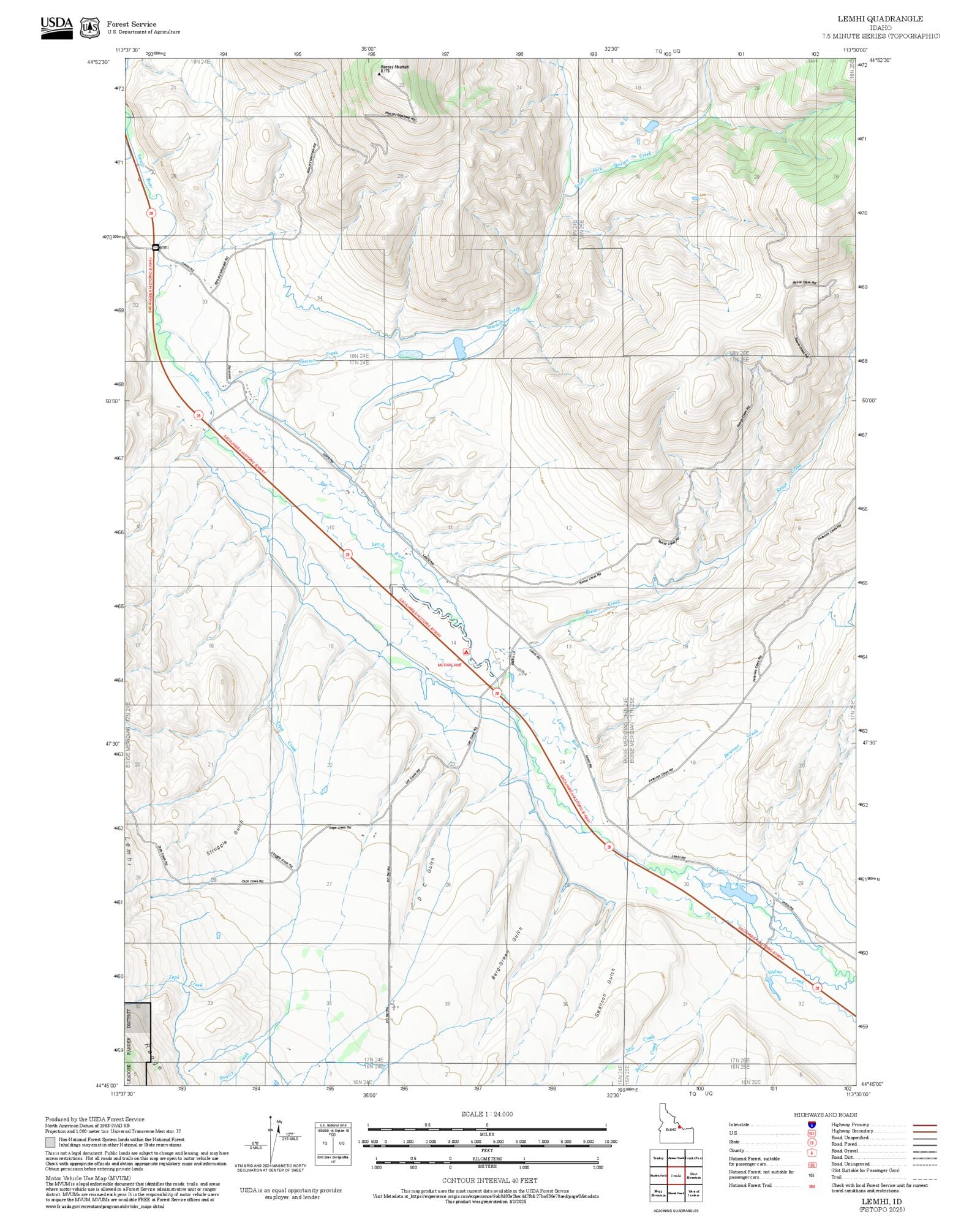 2025 Forest Service Topo Map of Lemhi Idaho – MyTopo Map Store