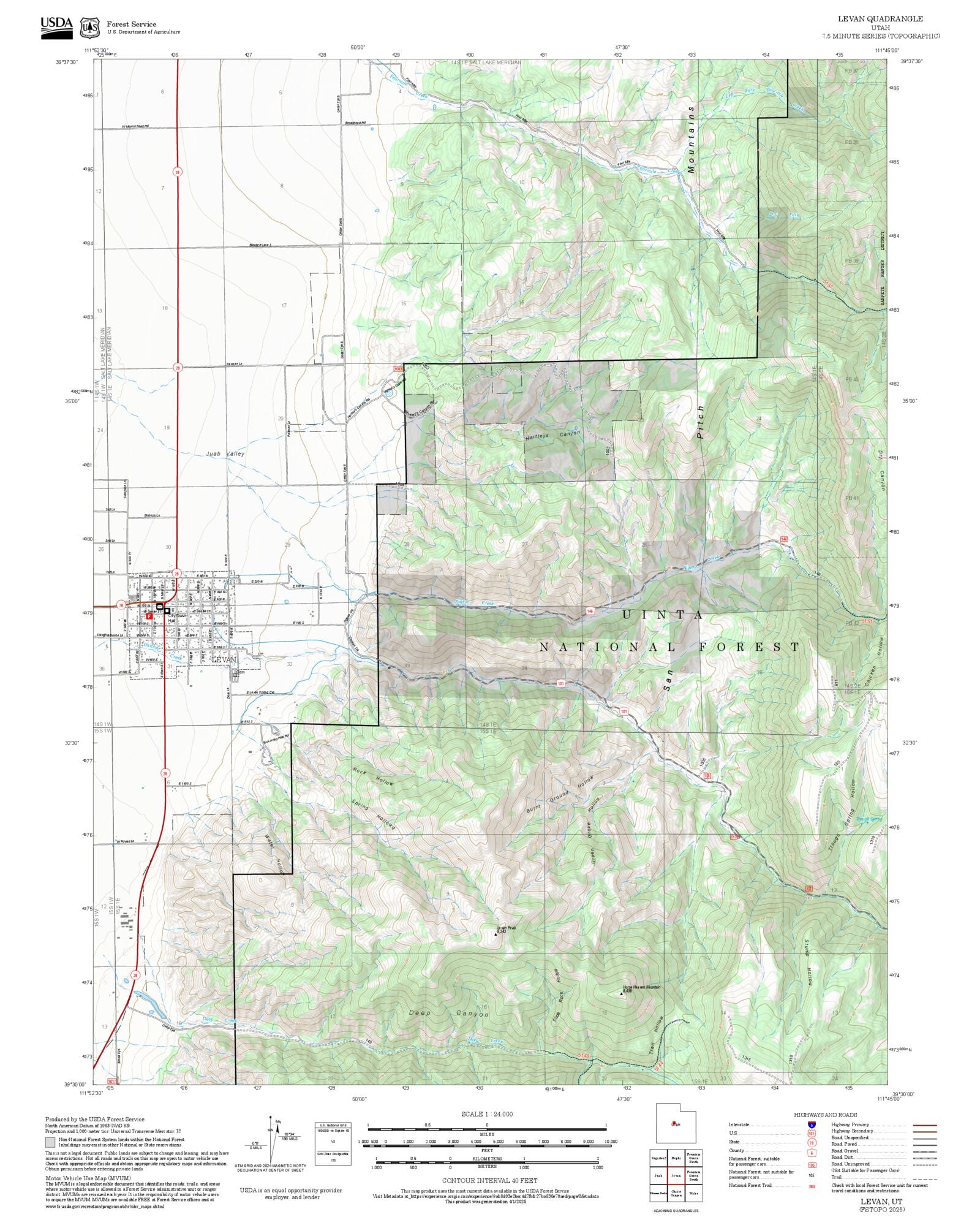 2025 Forest Service Topo Map of Levan Utah – MyTopo Map Store