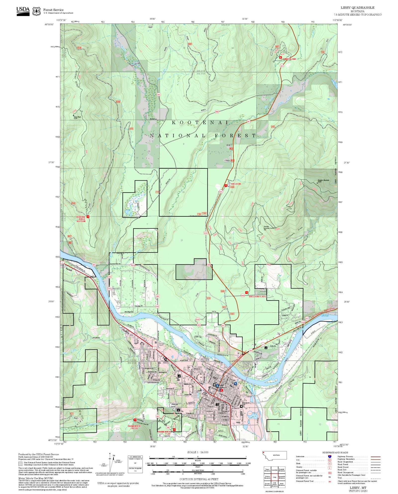2025 Forest Service Topo Map of Libby Montana – MyTopo Map Store