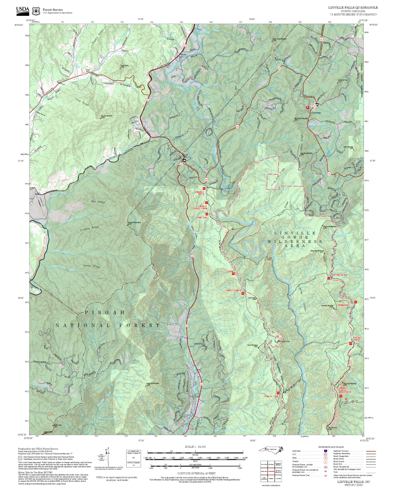 2025 Forest Service Topo Map of Linville Falls North Carolina – MyTopo ...