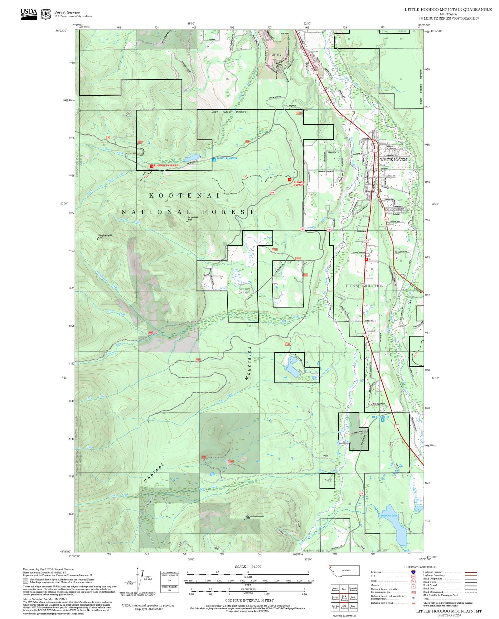 2025 Forest Service Topo Map of Little Hoodoo Mountain Montana – MyTopo ...