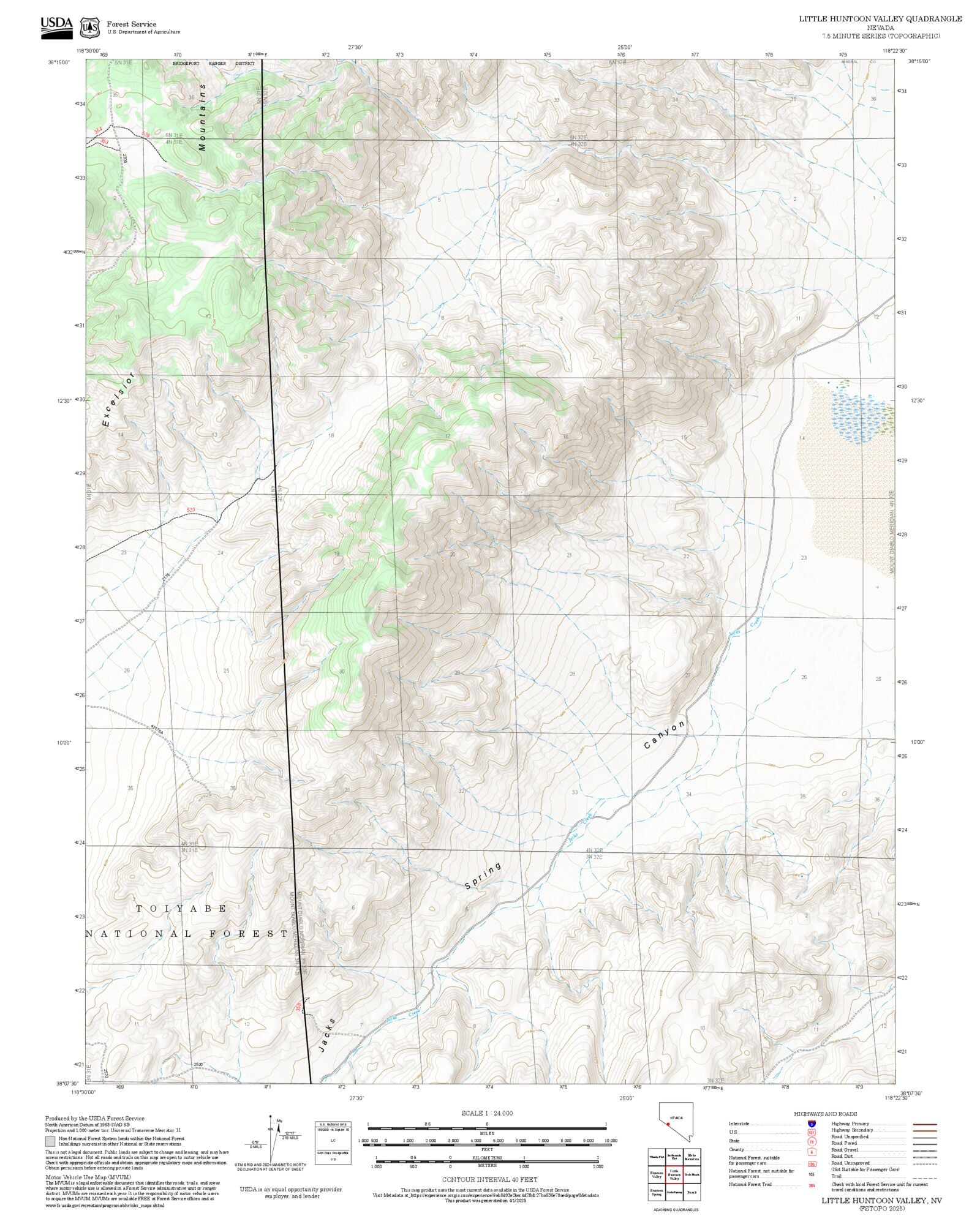 2025 Forest Service Topo Map of Little Huntoon Valley Nevada – MyTopo ...