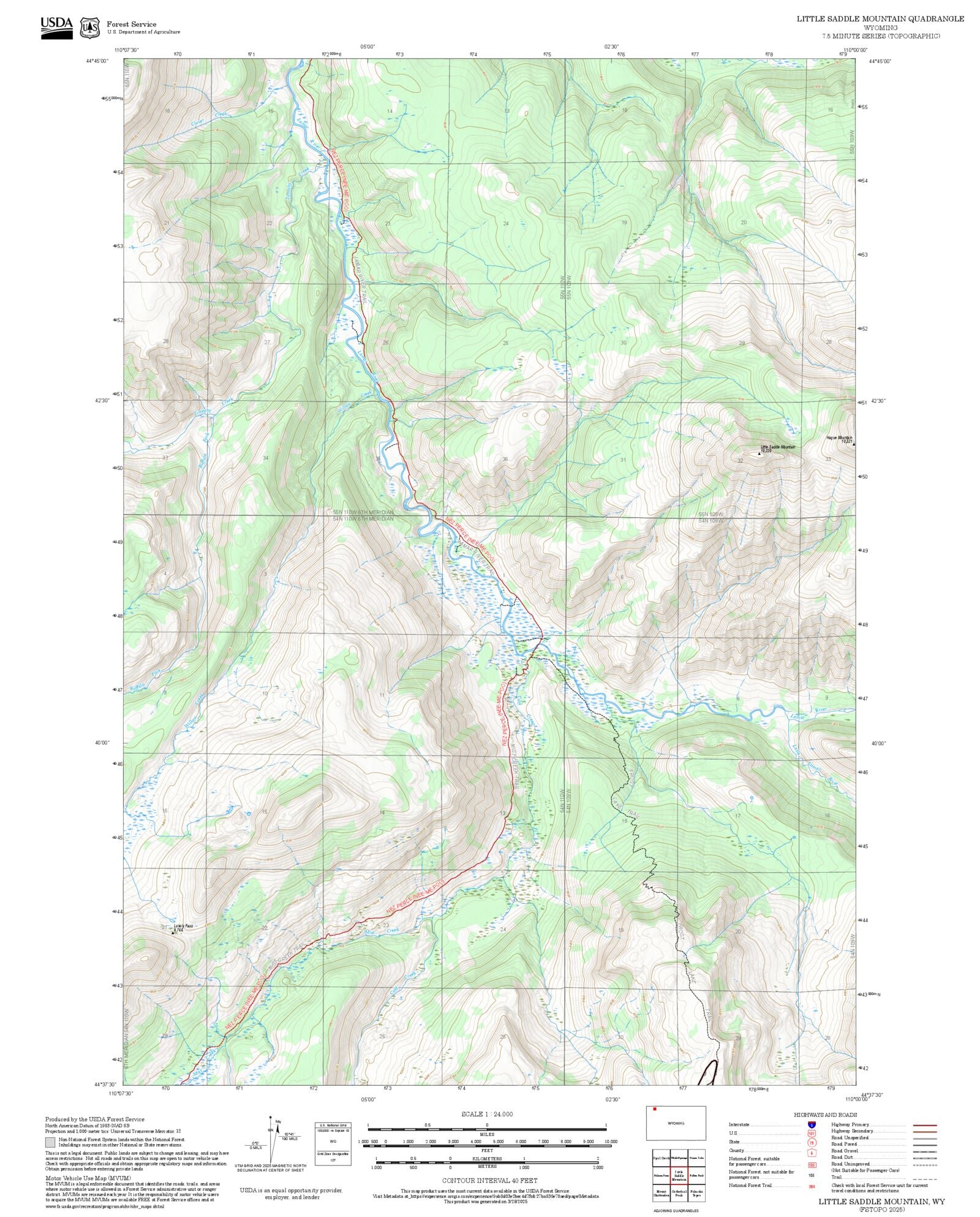 2025 Forest Service Topo Map of Little Saddle Mountain Wyoming – MyTopo ...