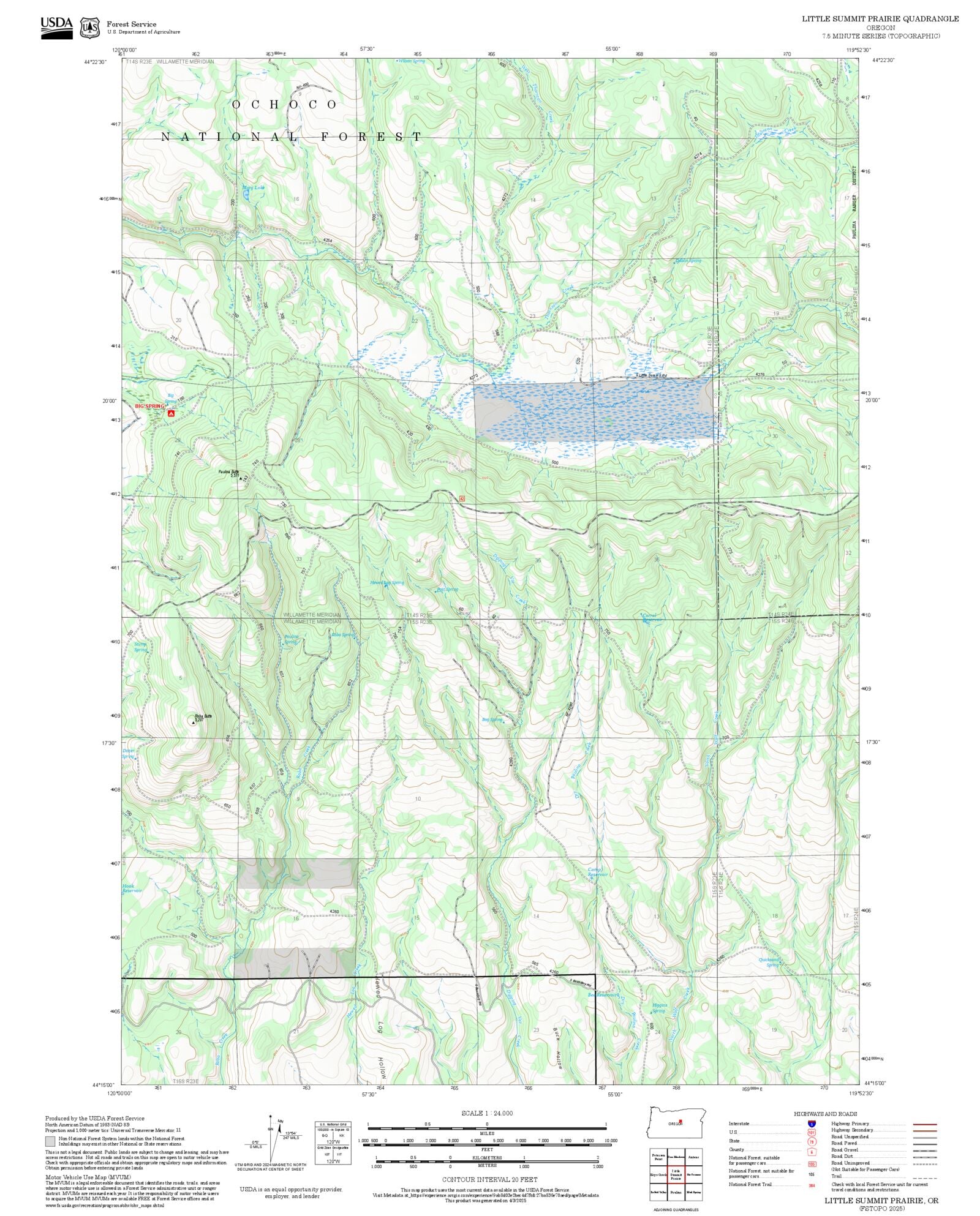 2025 Forest Service Topo Map of Little Summit Prairie Oregon – MyTopo ...