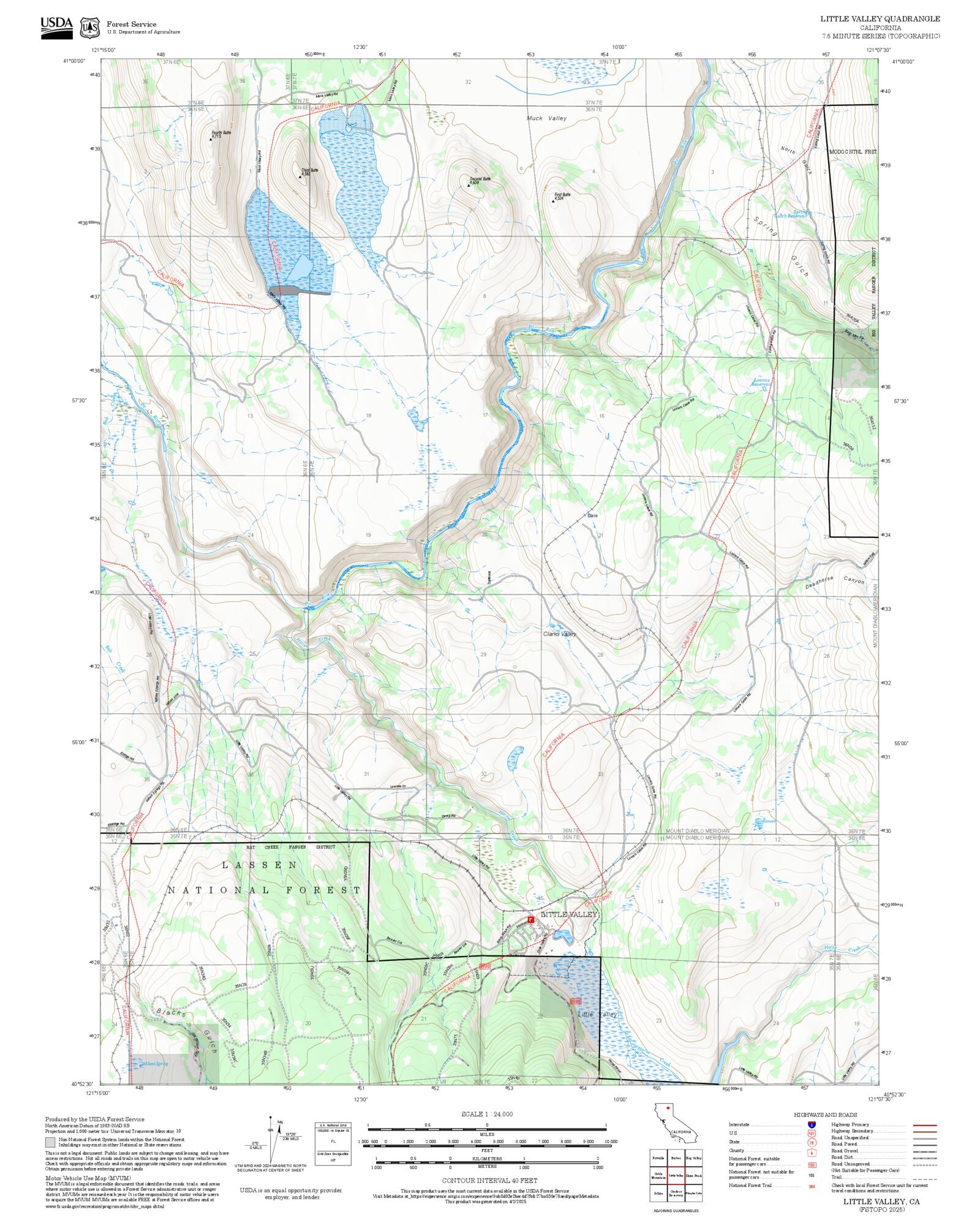2025 Forest Service Topo Map of Little Valley California – MyTopo Map Store