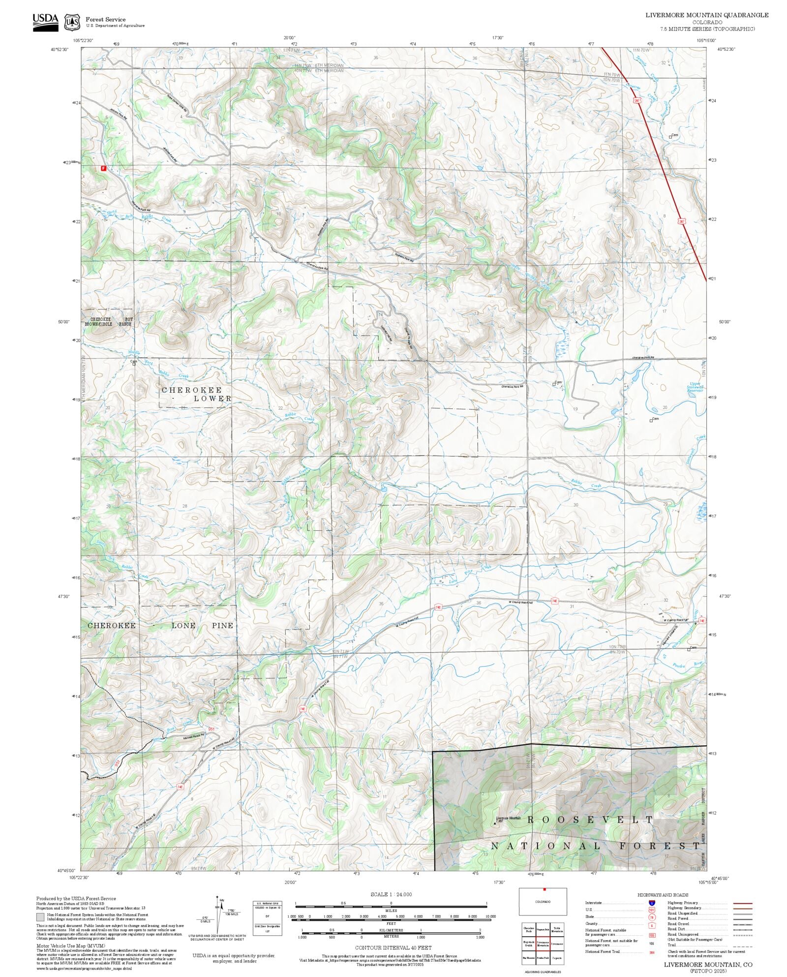 2025 Forest Service Topo Map of Livermore Mountain Colorado – MyTopo ...