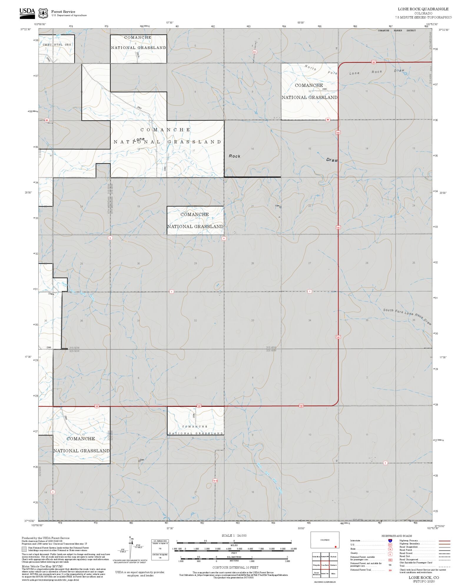 2025 Forest Service Topo Map of Lone Rock Colorado – MyTopo Map Store