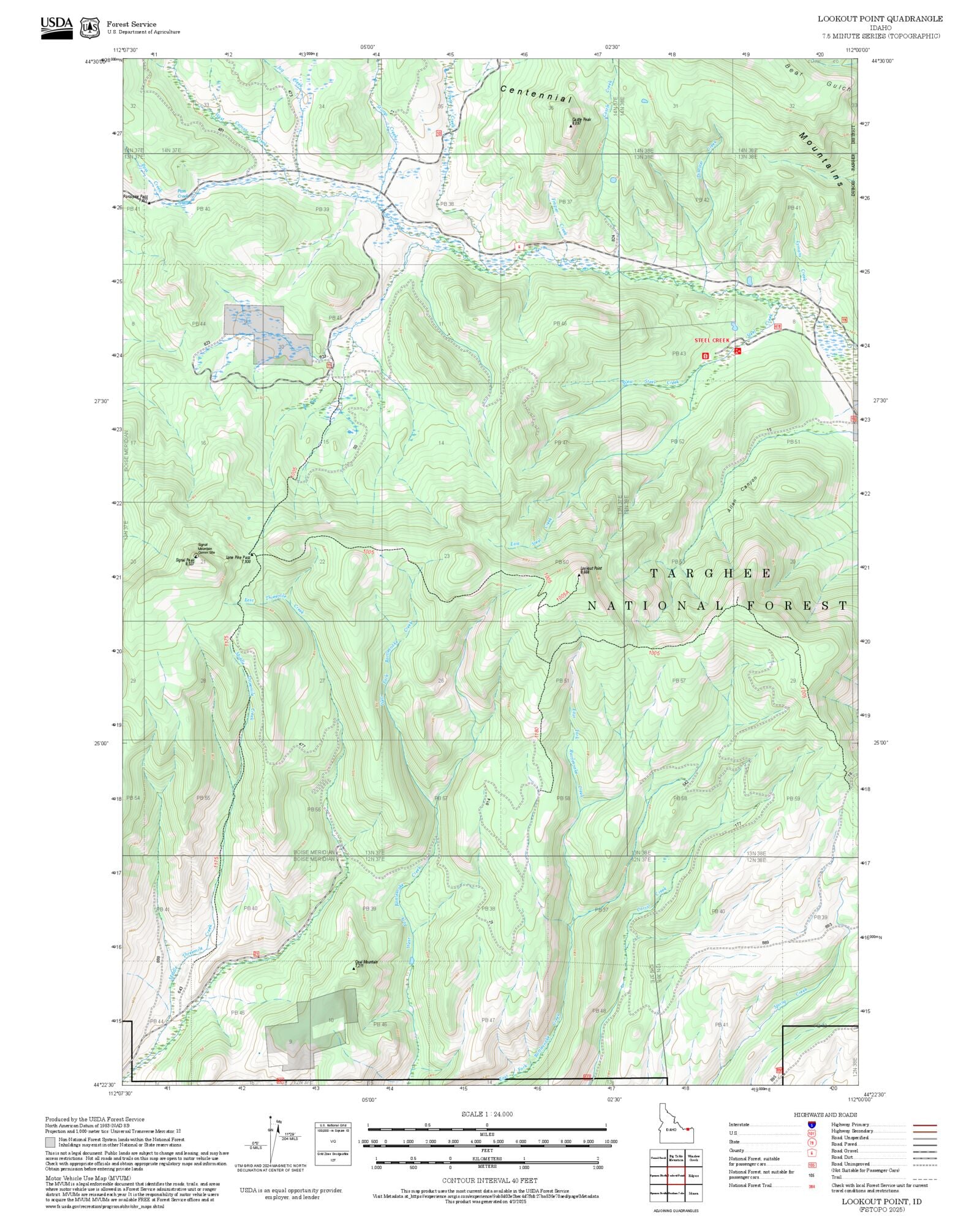 2025 Forest Service Topo Map of Lookout Point Idaho – MyTopo Map Store