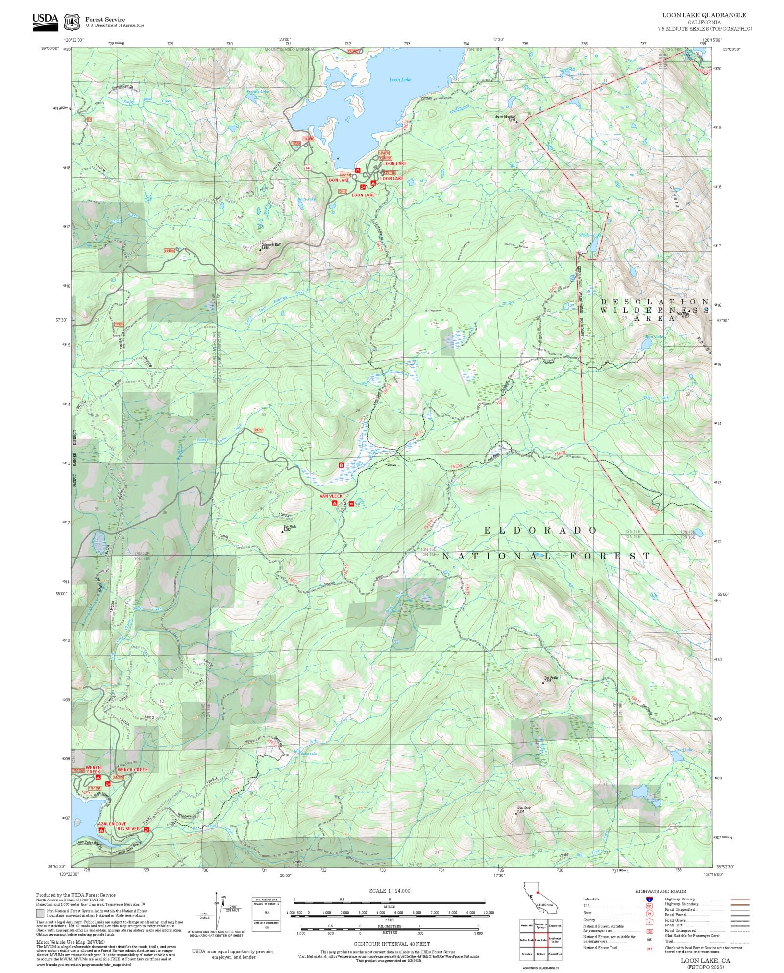 2025 Forest Service Topo Map of Loon Lake California – MyTopo Map Store
