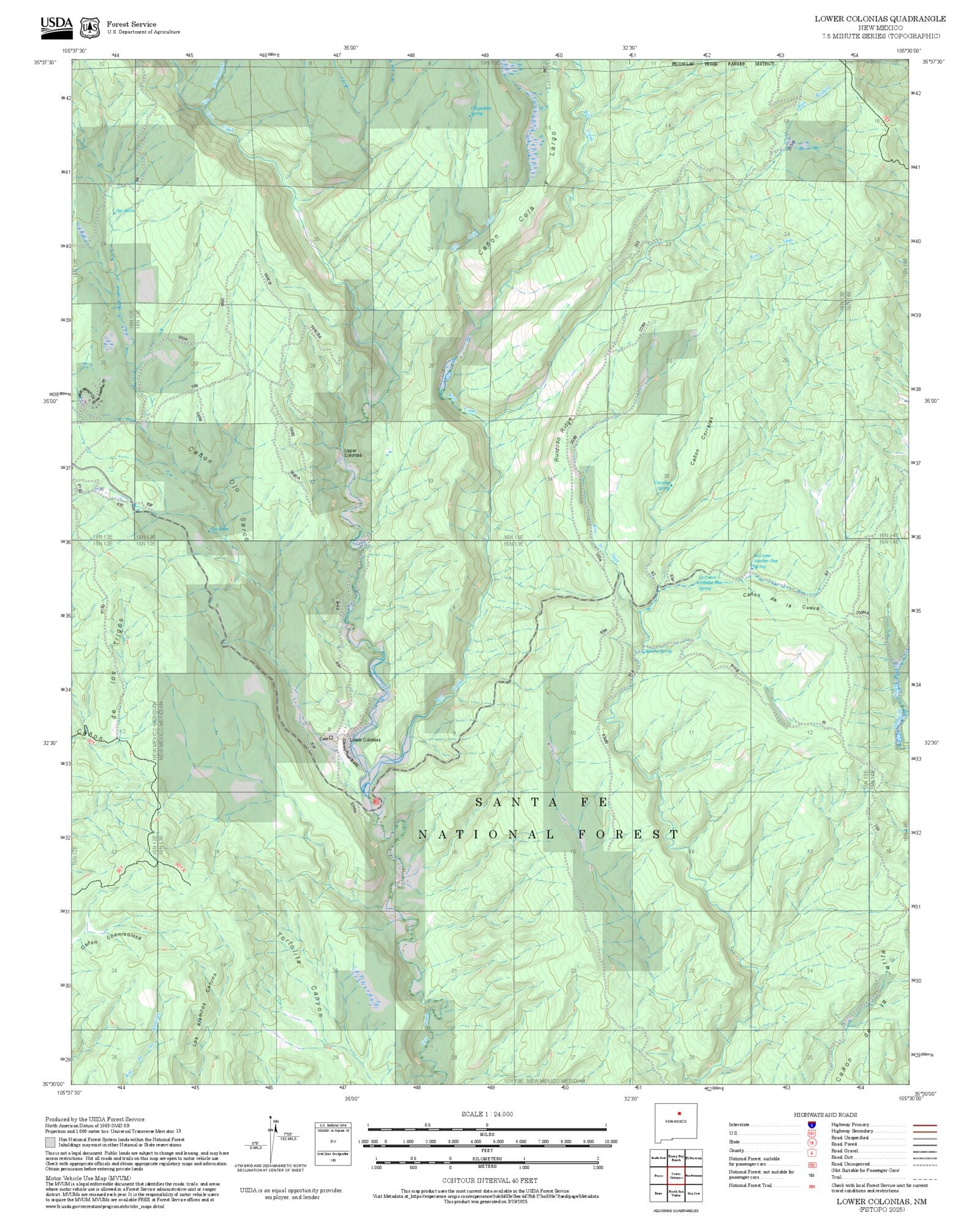 2025 Forest Service Topo Map of Lower Colonias New Mexico – MyTopo Map ...