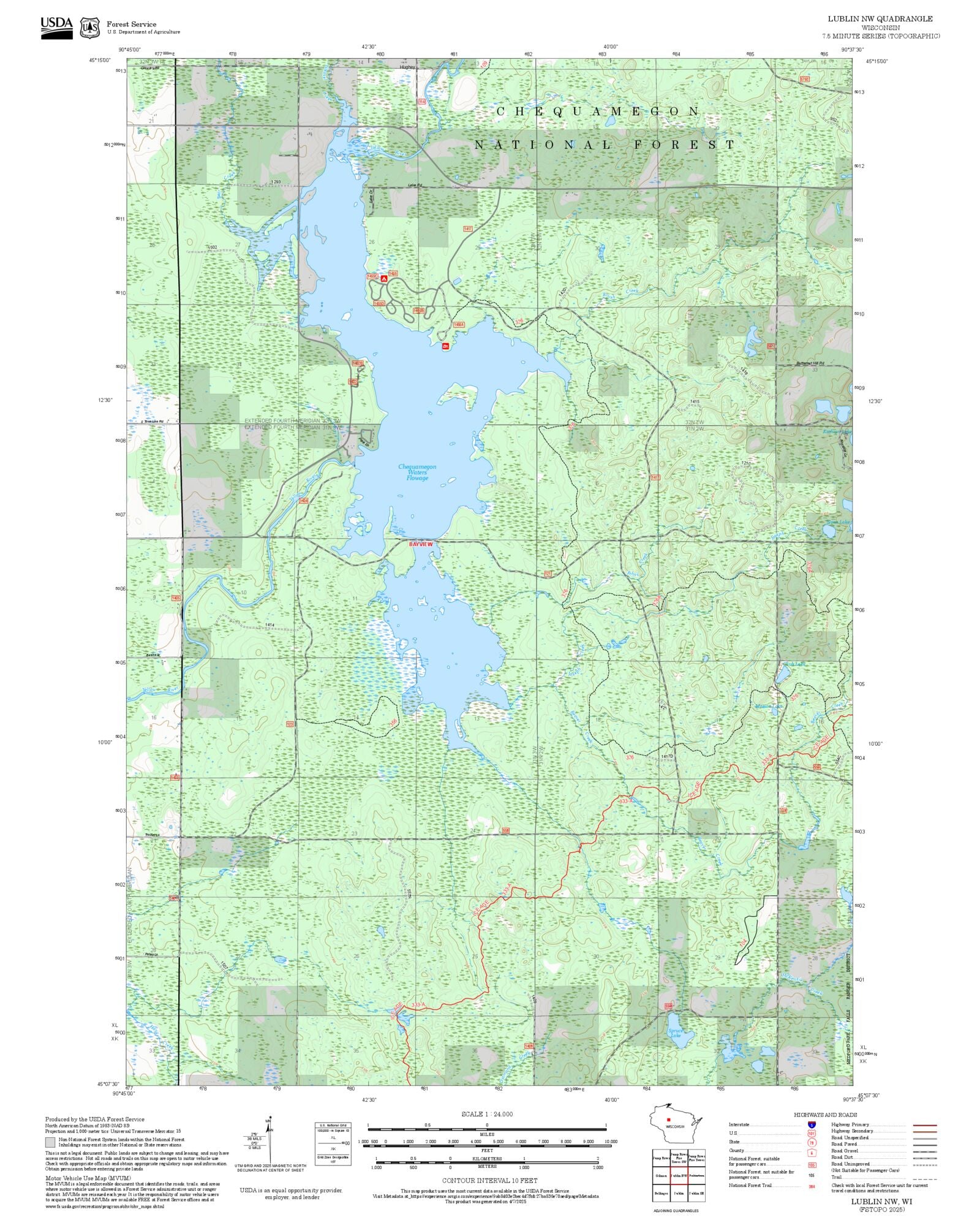 2025 Forest Service Topo Map of Lublin NW Wisconsin – MyTopo Map Store
