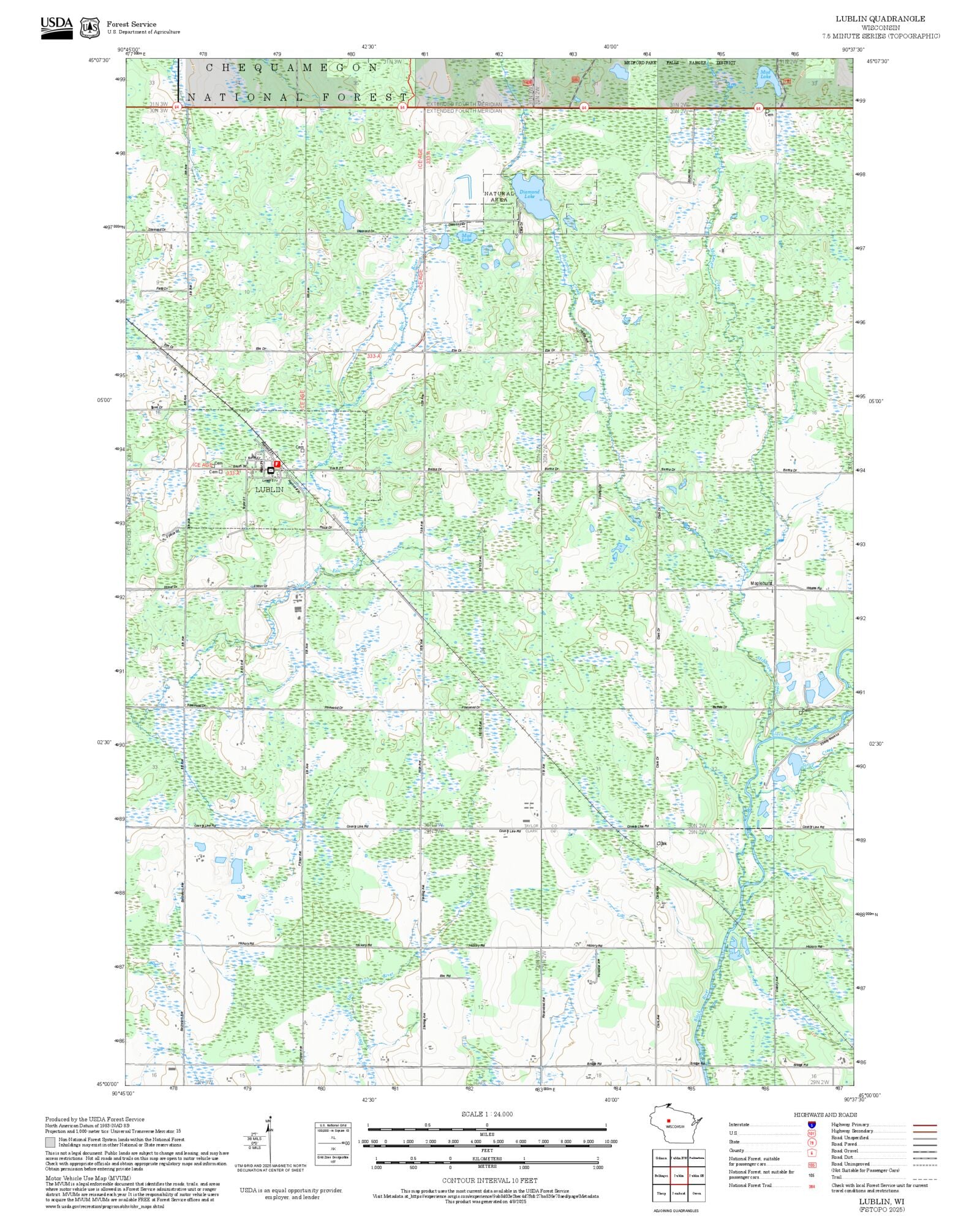 2025 Forest Service Topo Map of Lublin Wisconsin – MyTopo Map Store