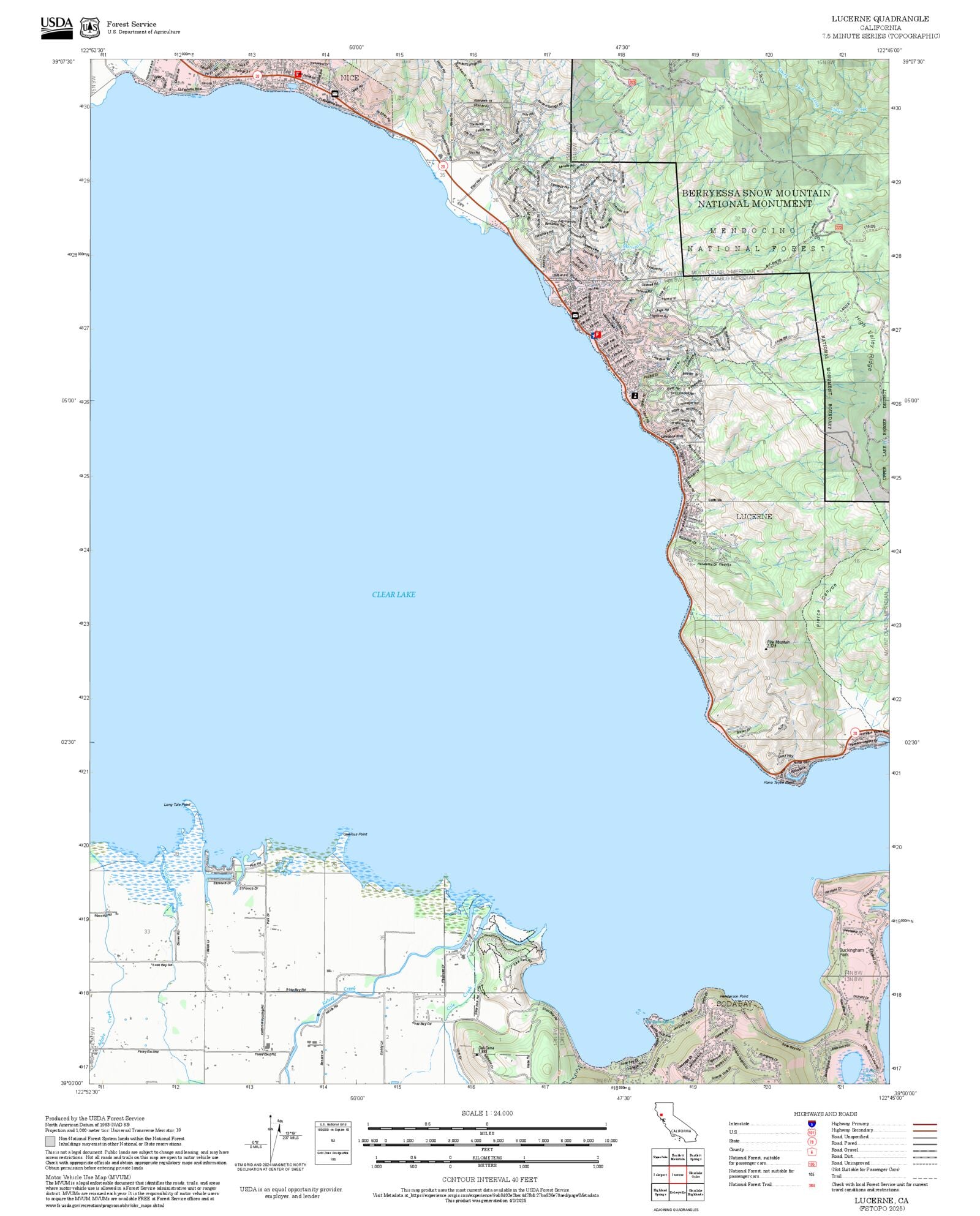 2025 Forest Service Topo Map of Lucerne California – MyTopo Map Store