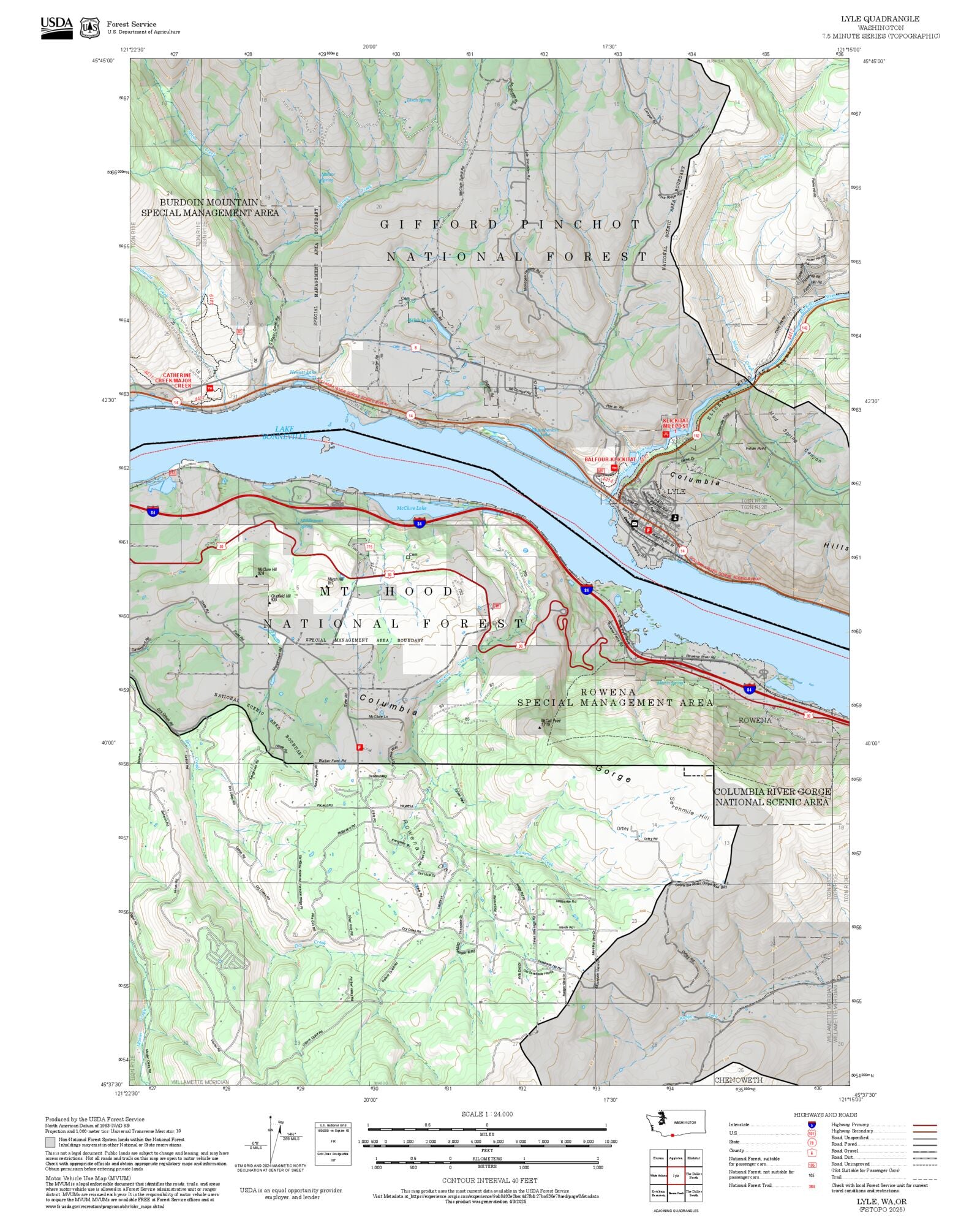 2025 Forest Service Topo Map of Lyle Washington – MyTopo Map Store