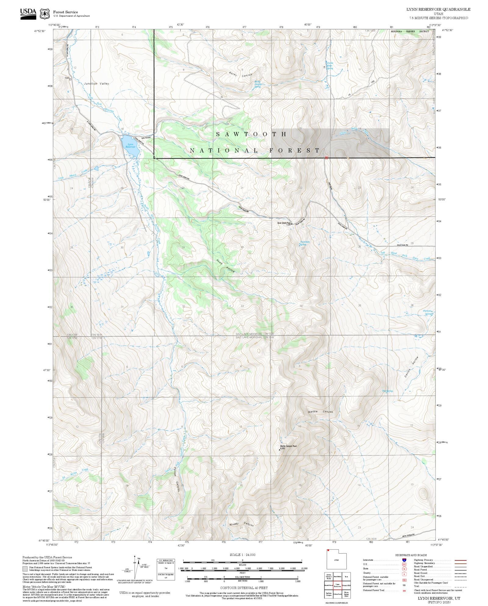 2025 Forest Service Topo Map of Lynn Reservoir Utah – MyTopo Map Store