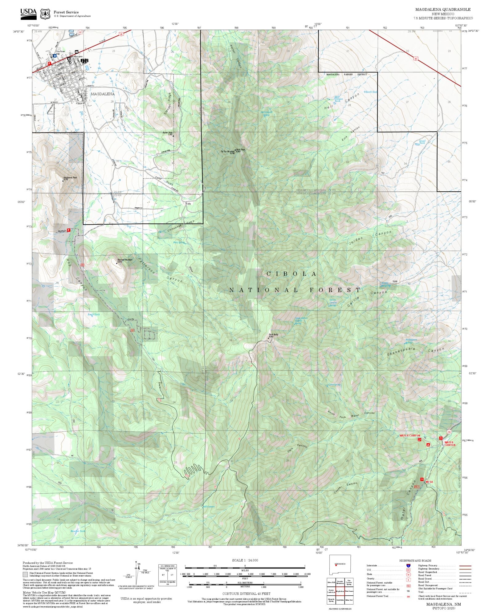2025 Forest Service Topo Map of Magdalena New Mexico – MyTopo Map Store