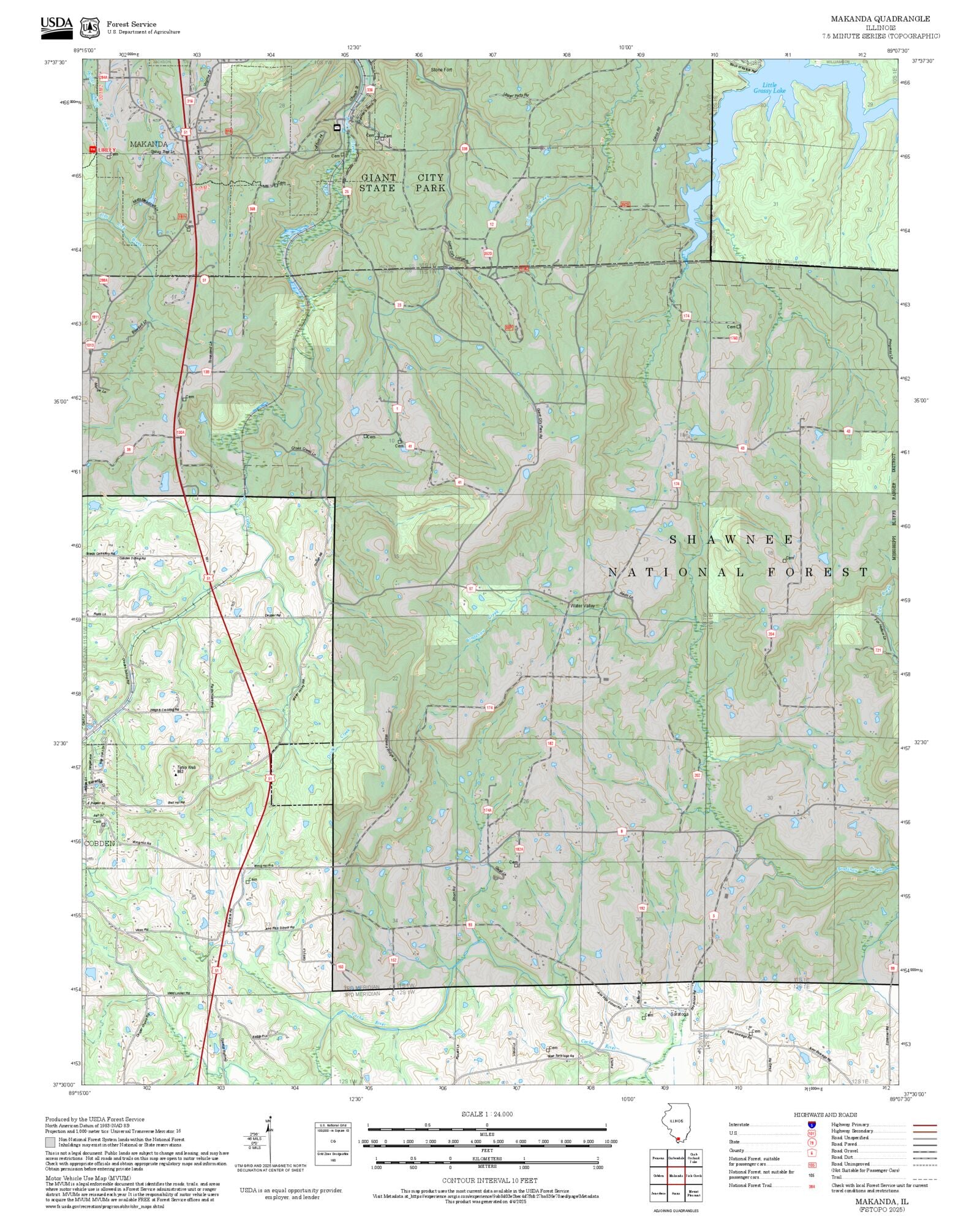 2025 Forest Service Topo Map of Makanda Illinois – MyTopo Map Store