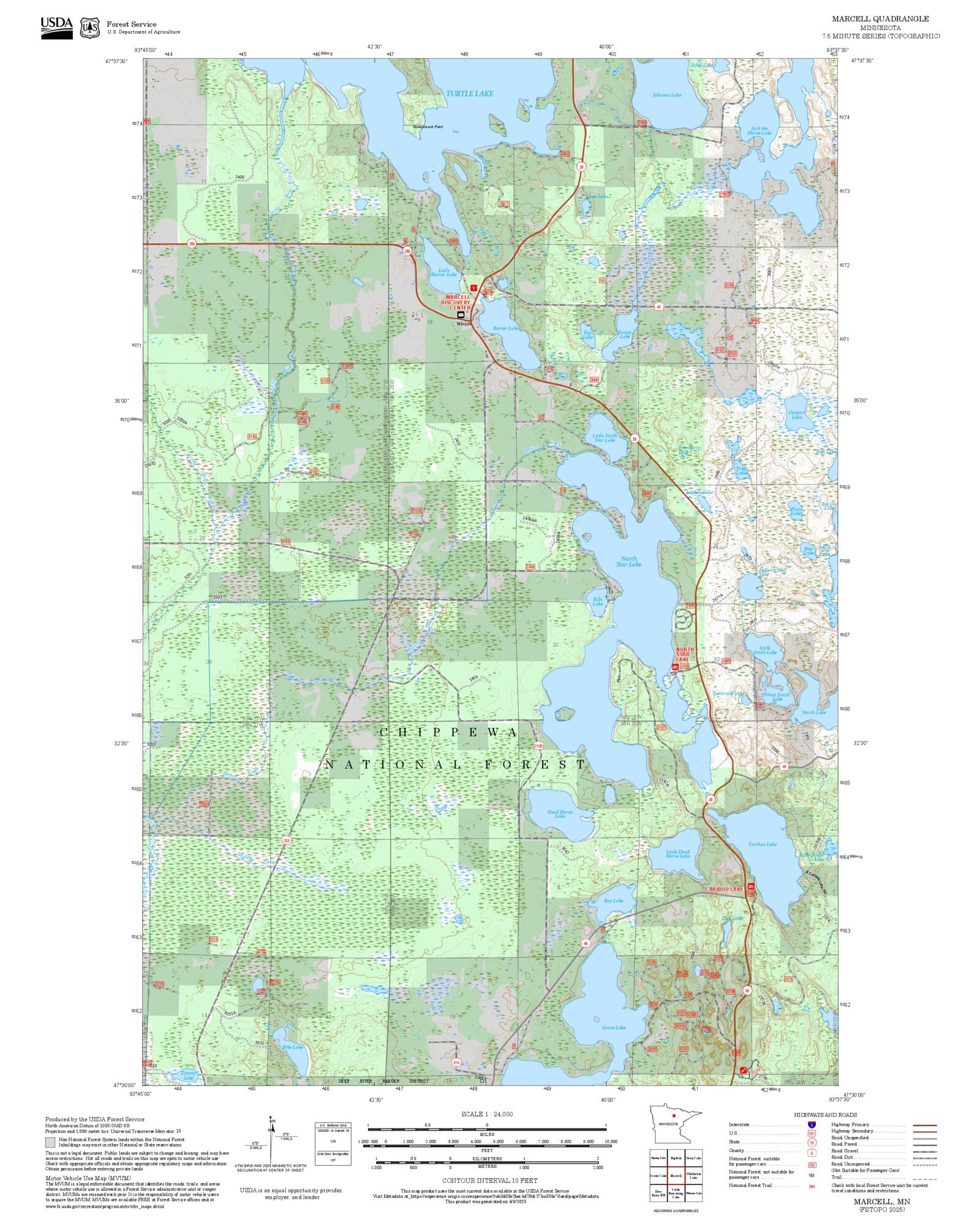2025 Forest Service Topo Map of Marcell Minnesota – MyTopo Map Store