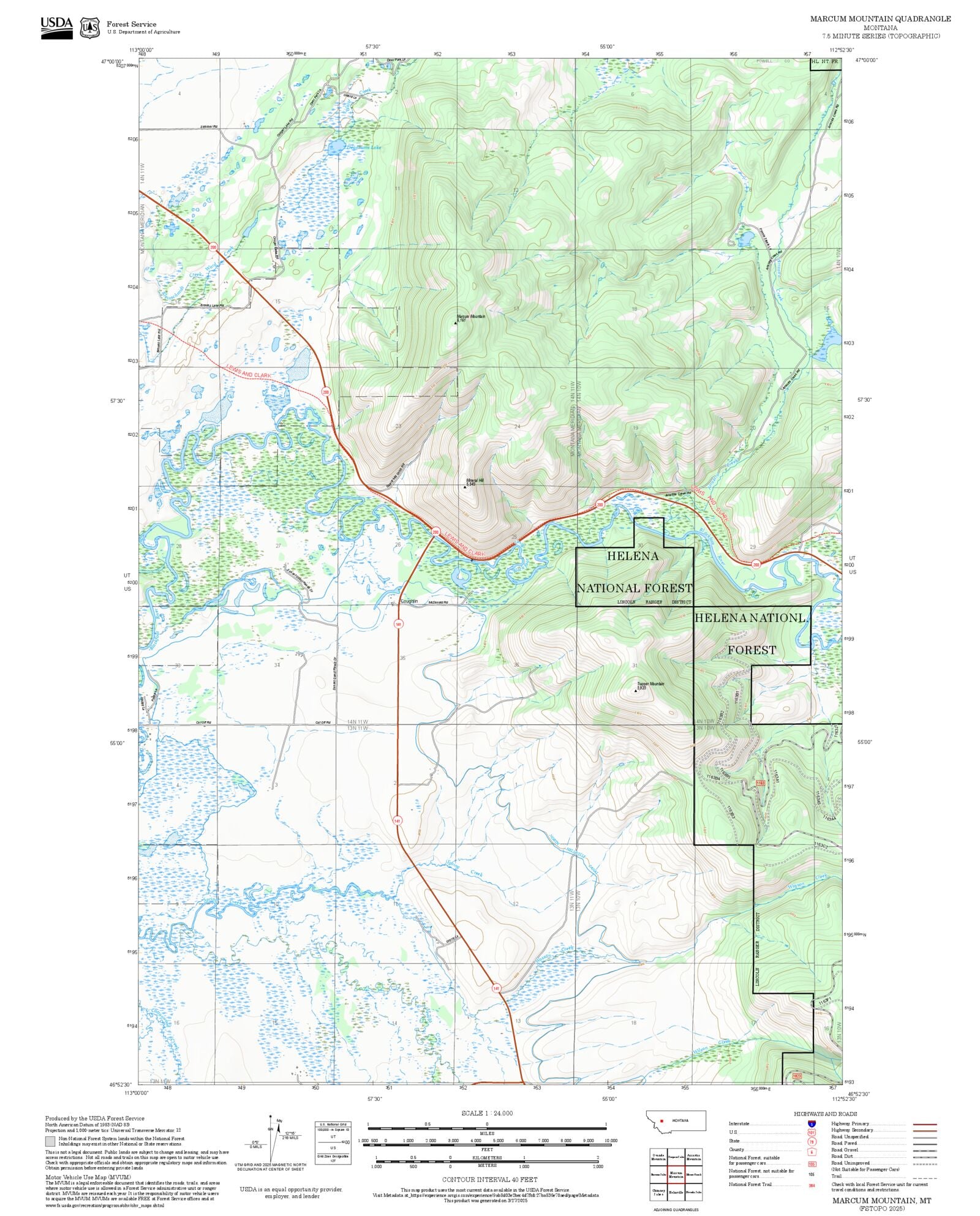 2025 Forest Service Topo Map of Marcum Mountain Montana – MyTopo Map Store