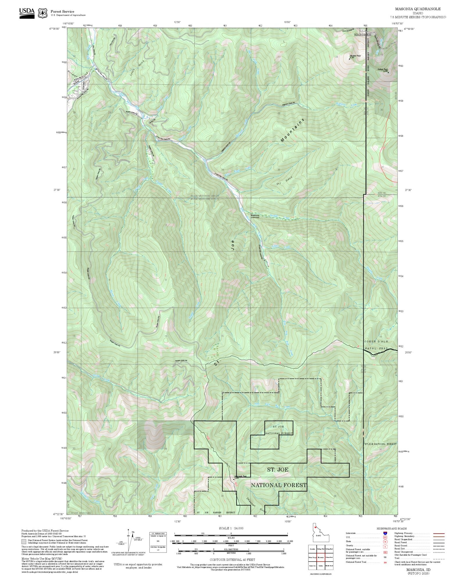 2025 Forest Service Topo Map of Masonia Idaho – MyTopo Map Store