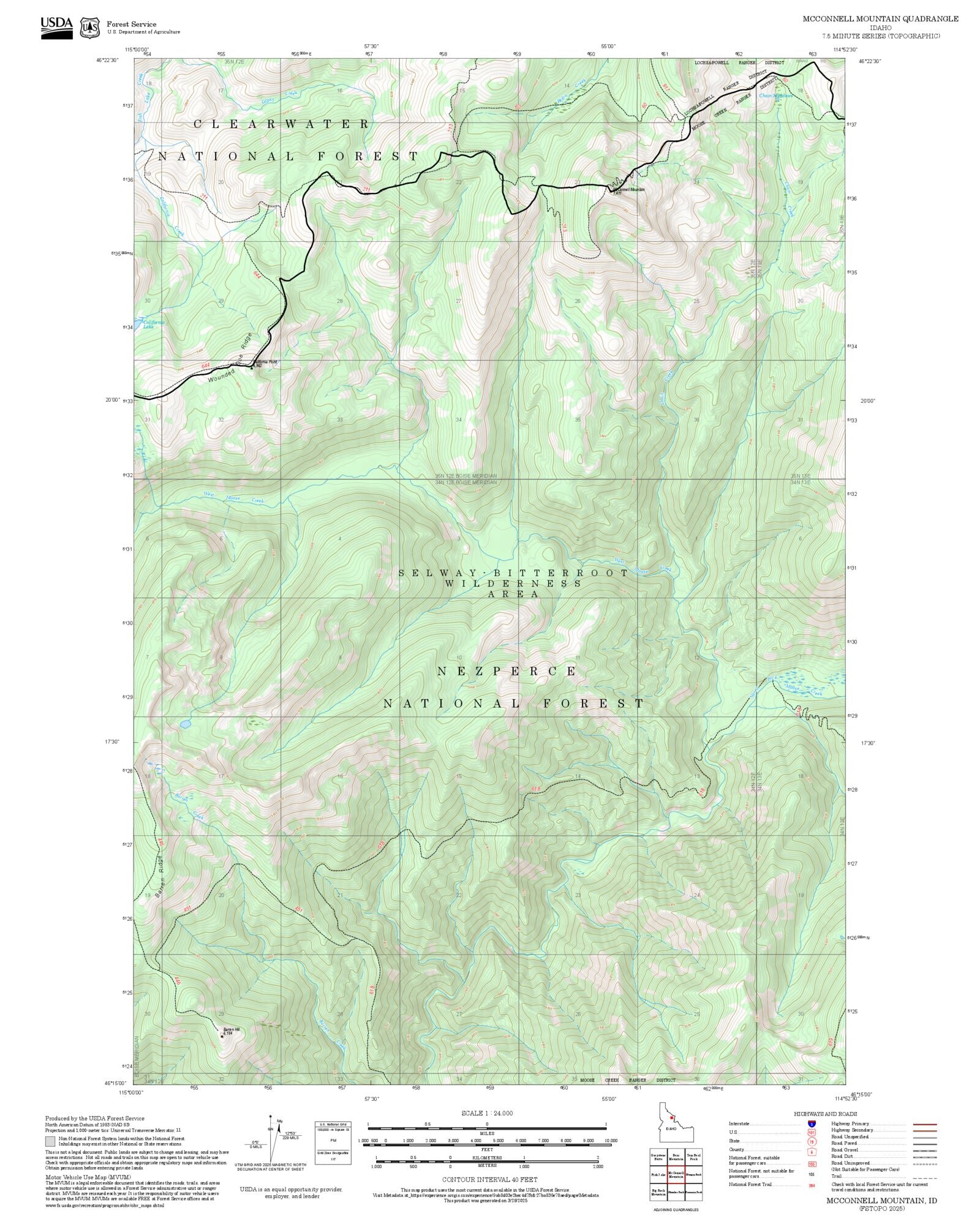 2025 Forest Service Topo Map of McConnell Mountain Idaho – MyTopo Map Store