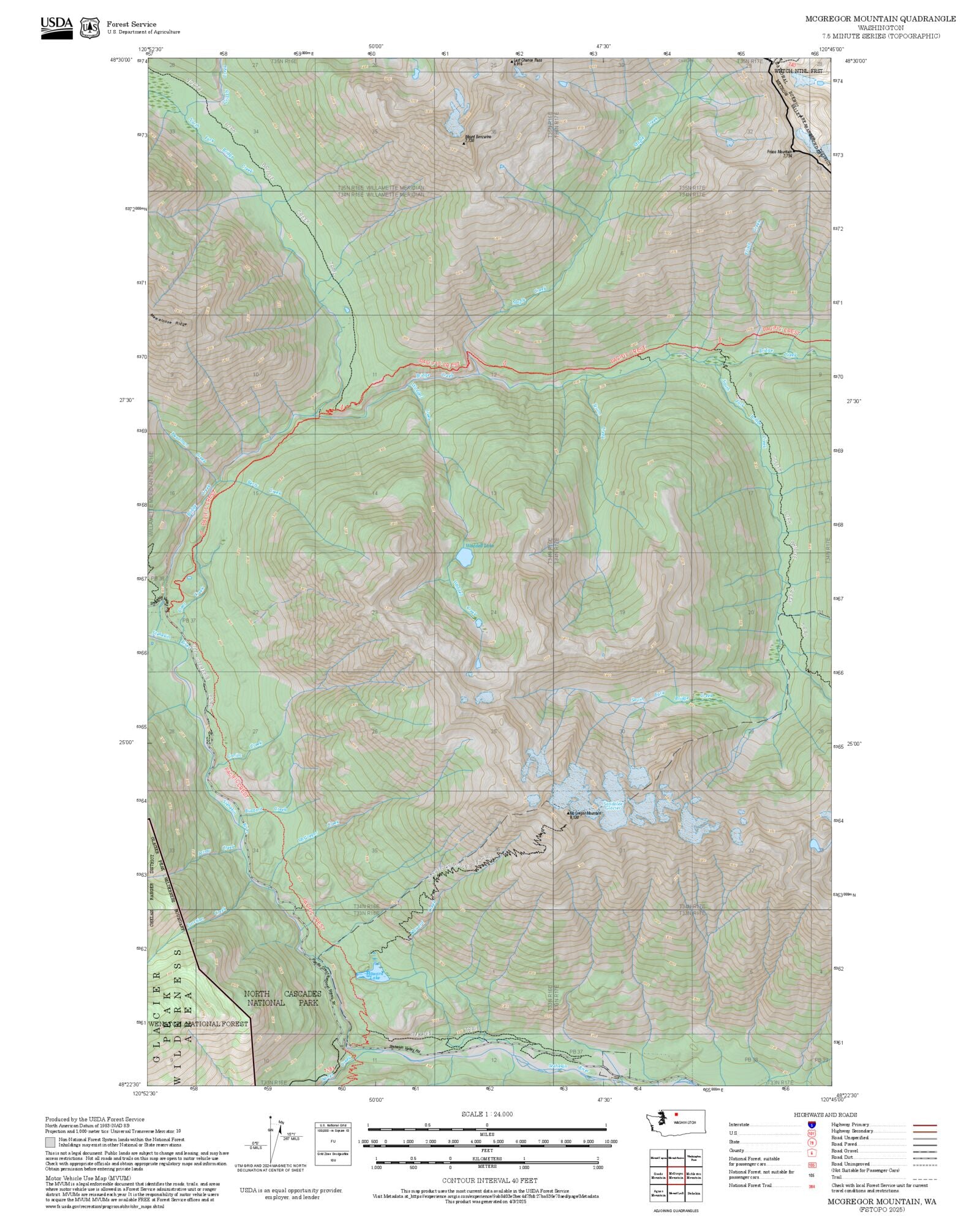 2025 Forest Service Topo Map of McGregor Mountain Washington – MyTopo ...