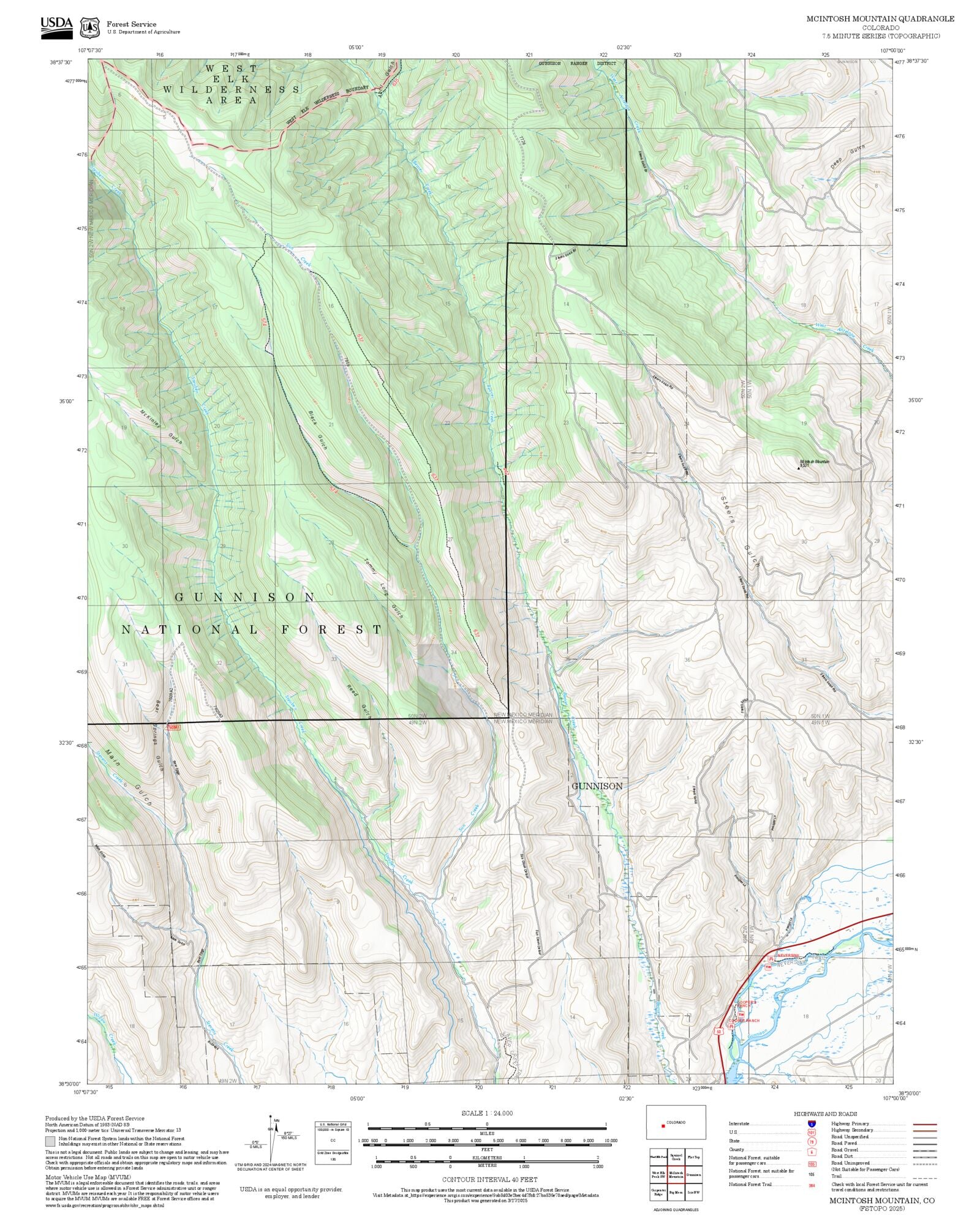 2025 Forest Service Topo Map of McIntosh Mountain Colorado – MyTopo Map ...