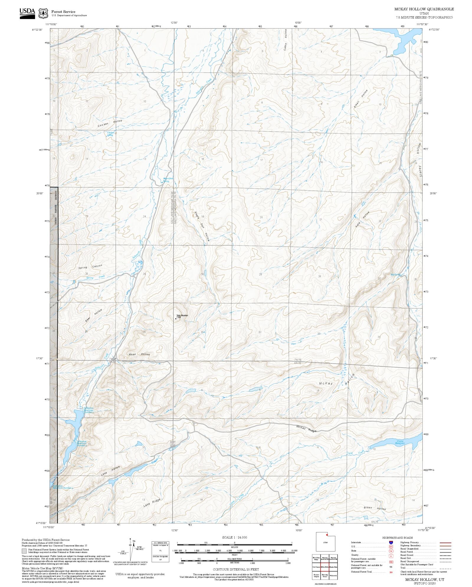 2025 Forest Service Topo Map of McKay Hollow Utah – MyTopo Map Store